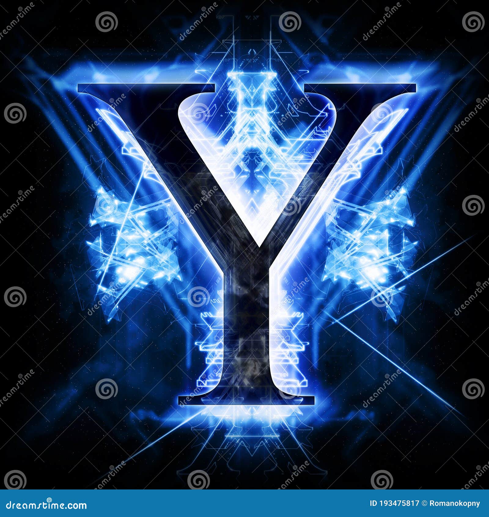 Blue Abstract Letter Y stock illustration. Illustration of crystal ...