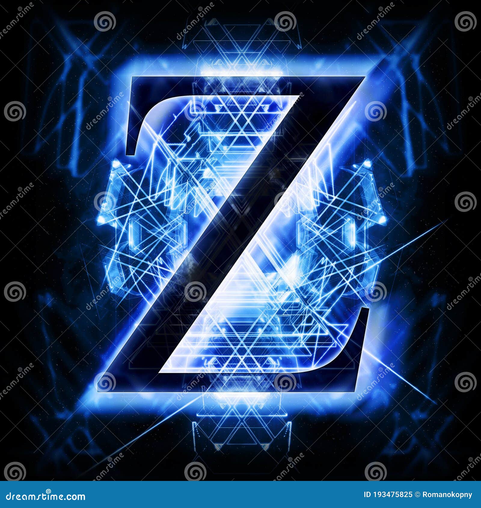 Blue Abstract Letter Z stock illustration. Illustration of futuristic ...
