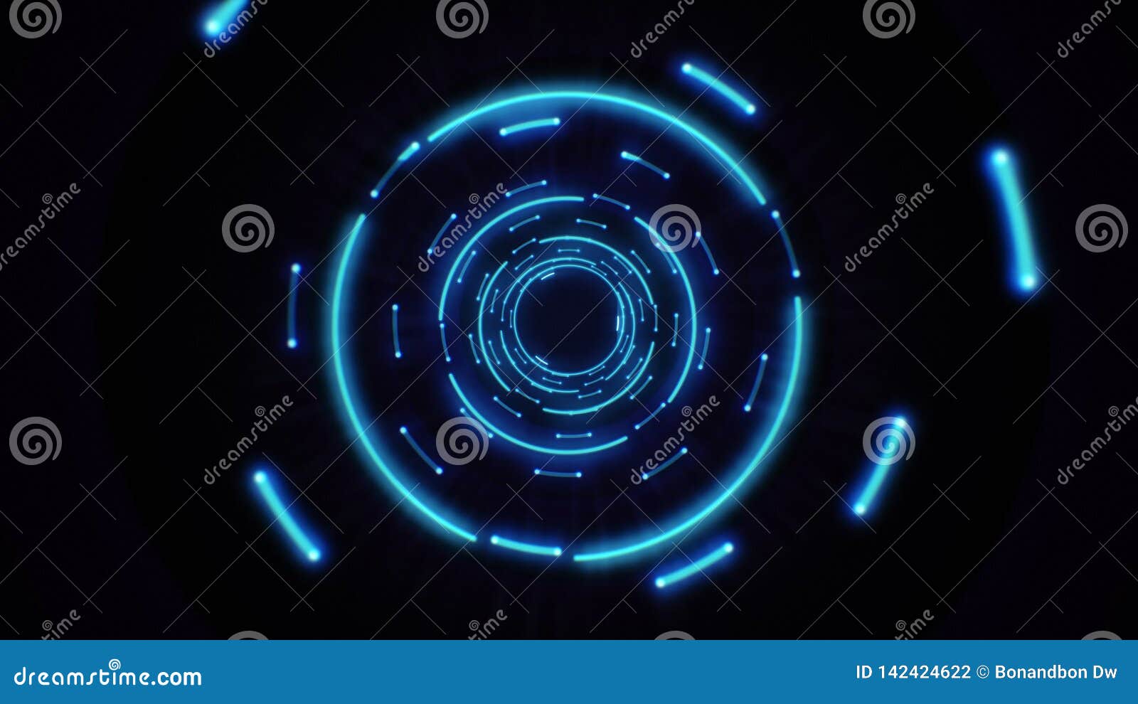 Blue Abstract Light Circles Seamless Looping. Stock Illustration ...