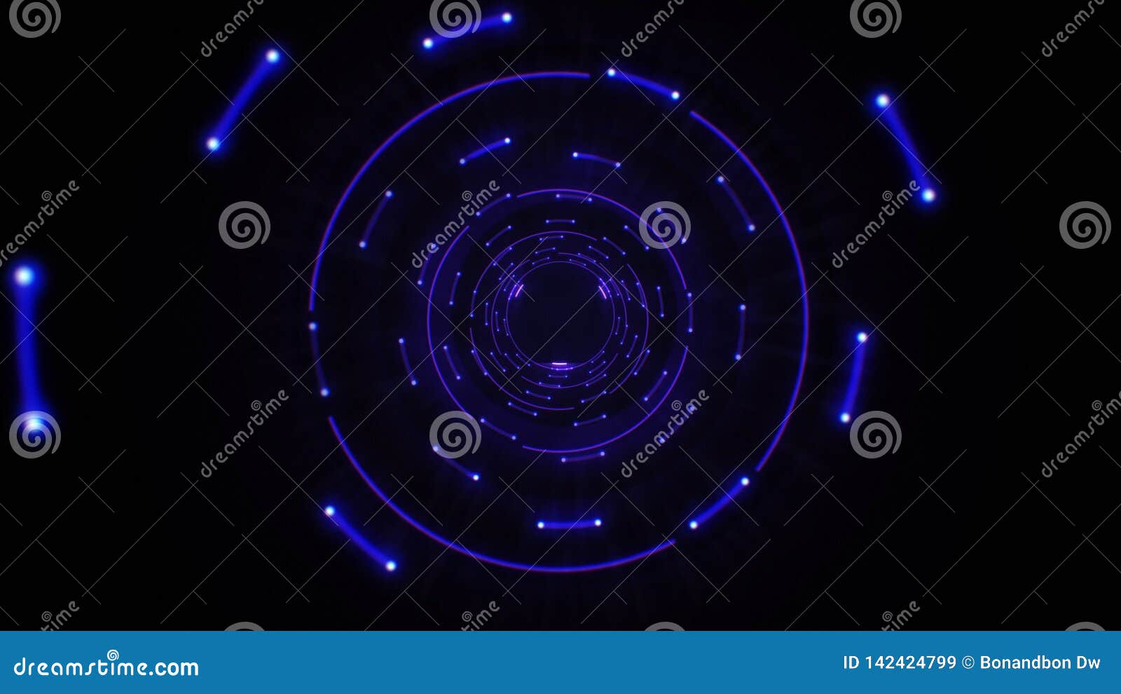 Blue Abstract Light Circles Seamless Looping. Stock Illustration ...