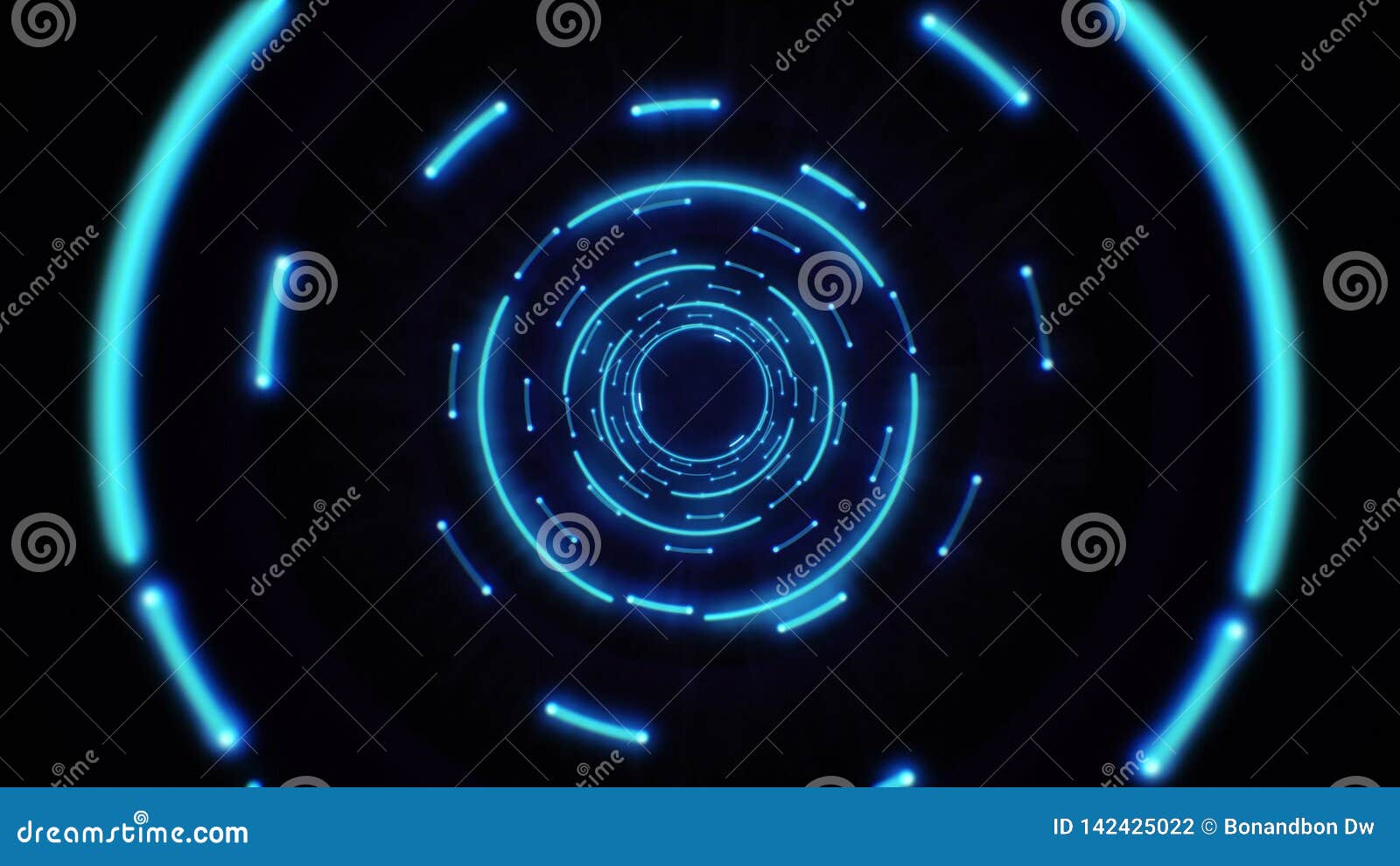 Blue Abstract Light Circles Seamless Looping. Stock Illustration ...