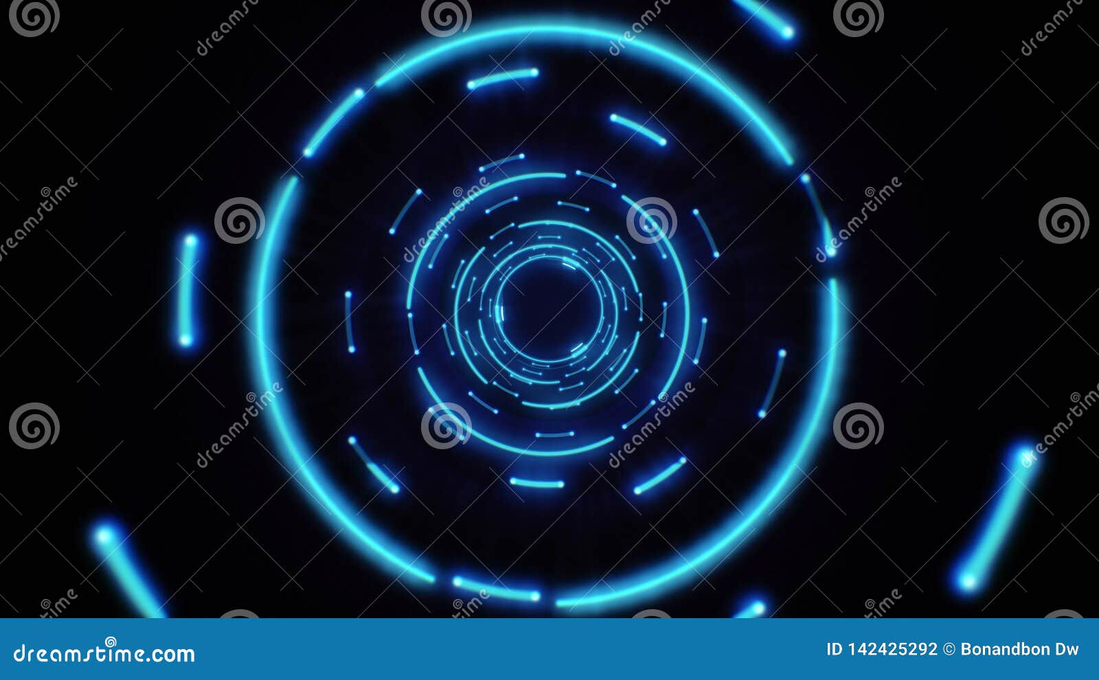 Blue Abstract Light Circles Seamless Looping. Stock Illustration ...