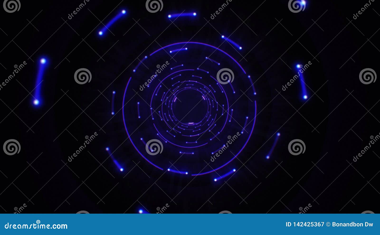 Blue Abstract Light Circles Seamless Looping. Stock Illustration ...