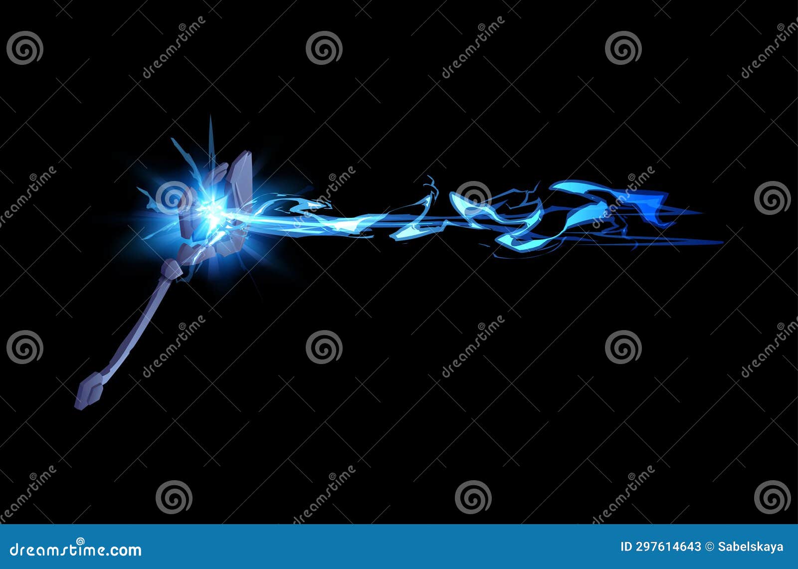 Blue Abstract Lighting Magic Line and Broken Fairytale Tool, Vector ...