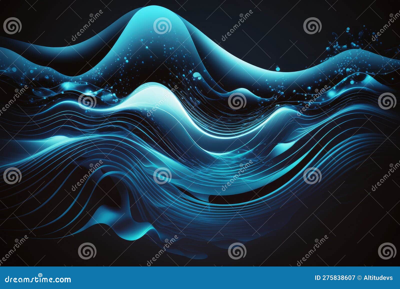 Blue Abstract Liquid Wave Background with Flowing Ripples and ...