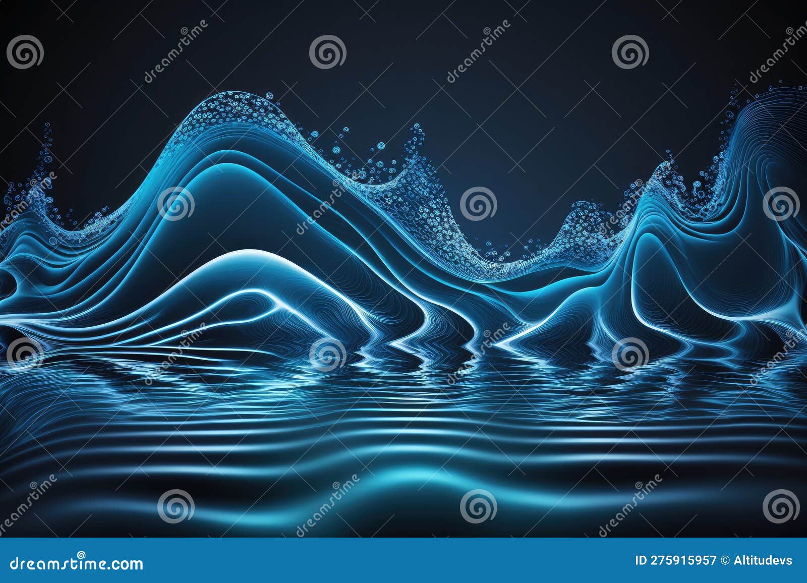 Blue Abstract Liquid Wave Background with Flowing Ripples and ...