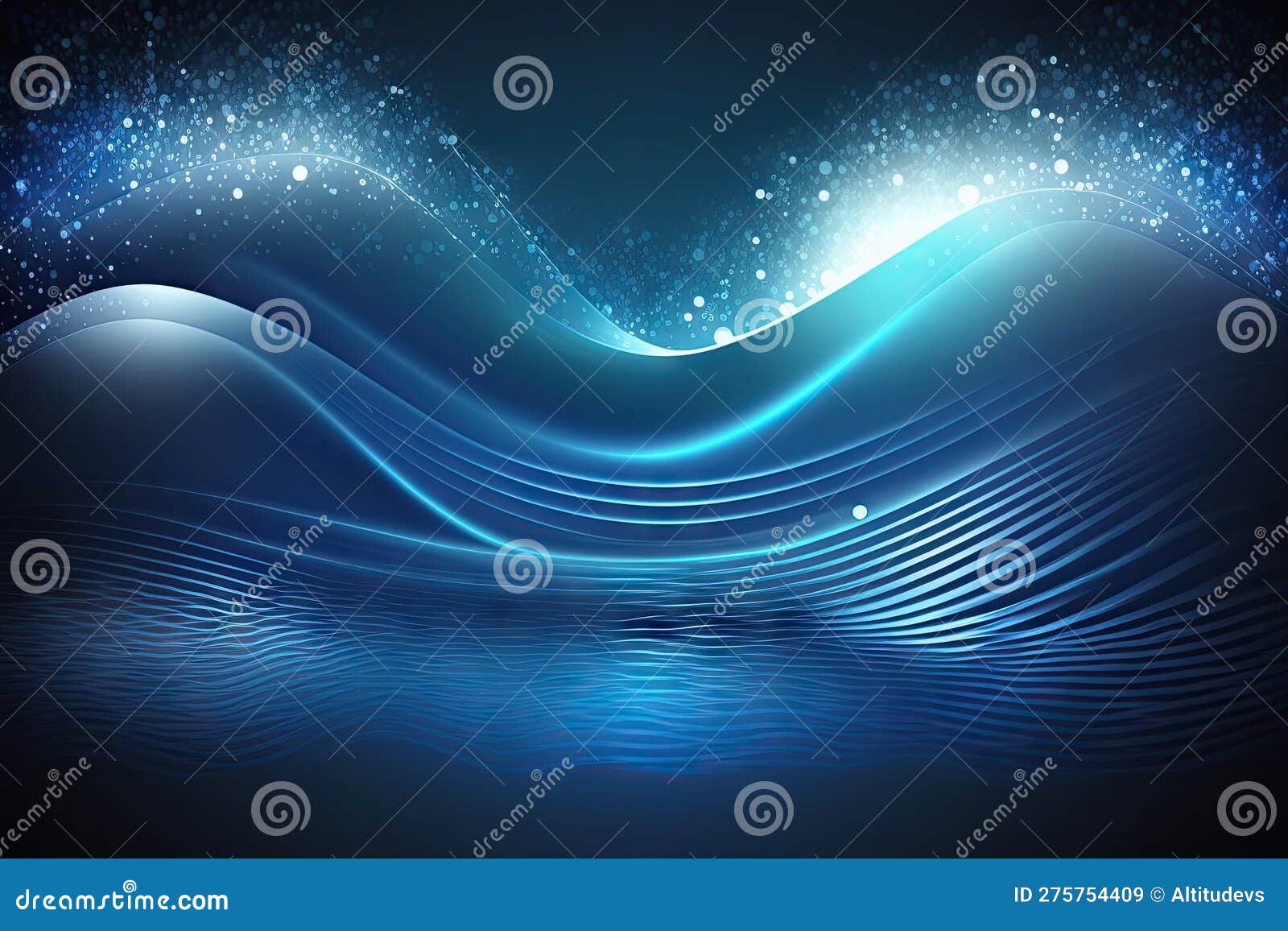 Blue Abstract Liquid Wave Background with Light Rays and Sparkle ...