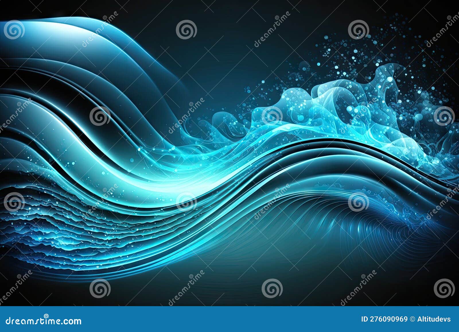 Blue Abstract Liquid Wave Background with Light Rays and Sparkles Stock ...