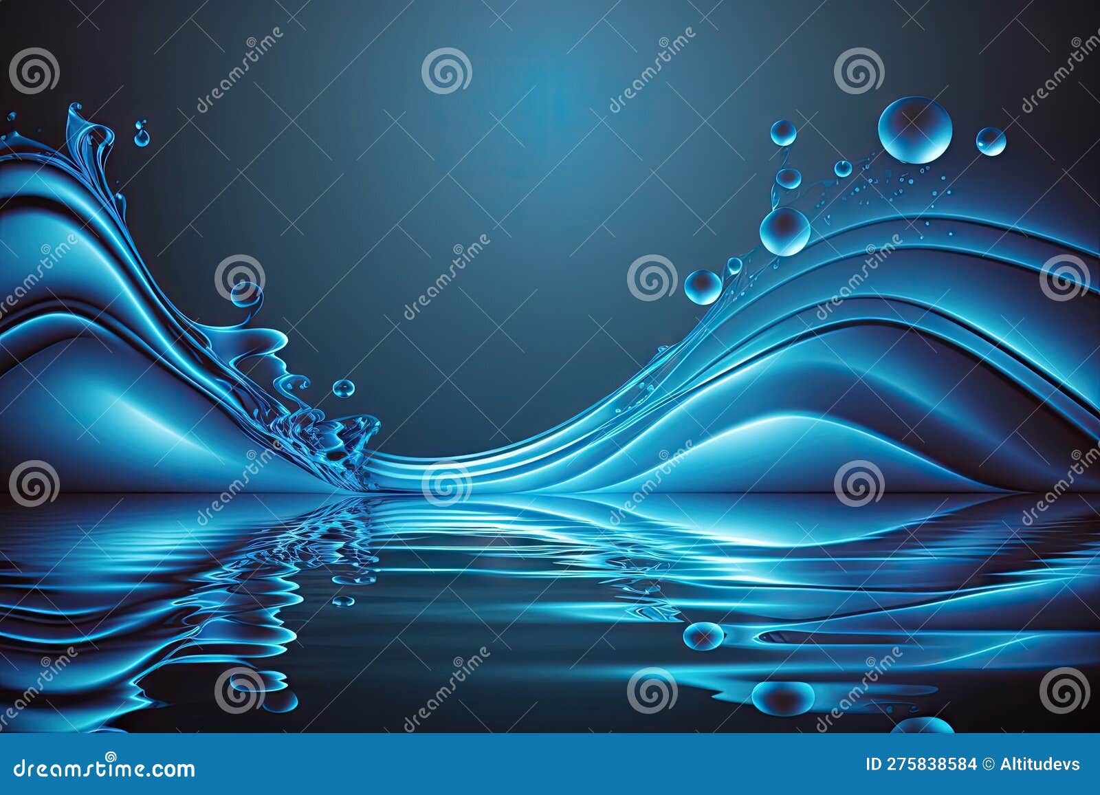 Blue Abstract Liquid Wave Background with Reflection of Light Source ...