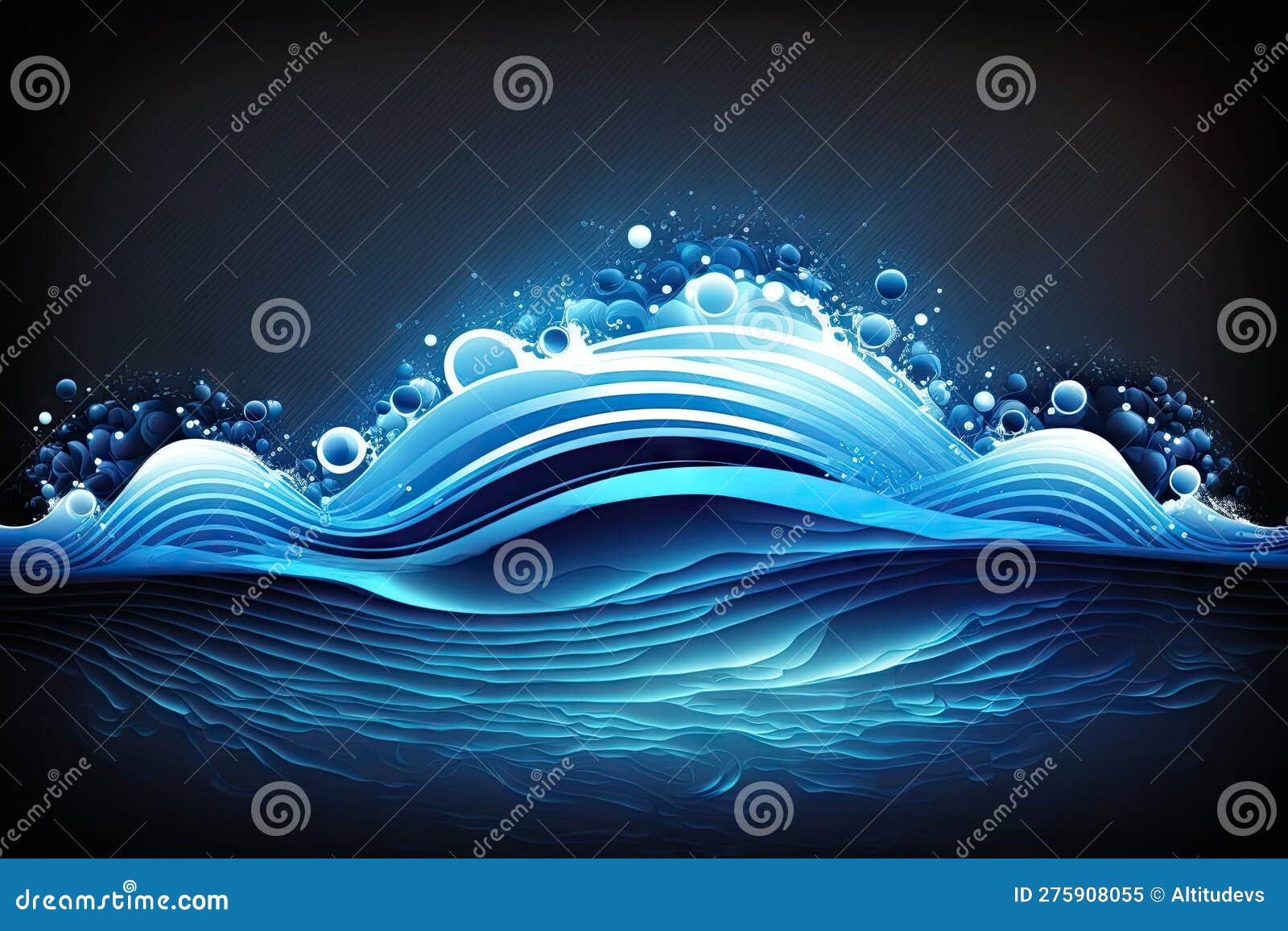 Blue Abstract Liquid Wave Background with Reflection of Light Source ...