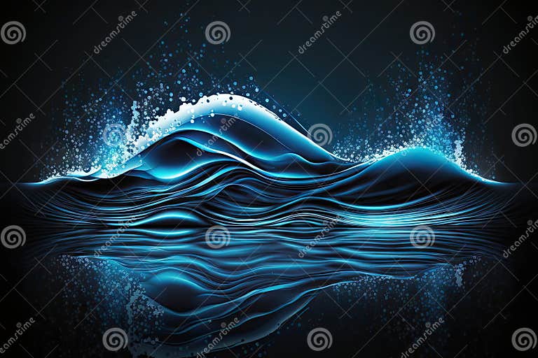Blue Abstract Liquid Wave Background with Reflection of Light Source ...