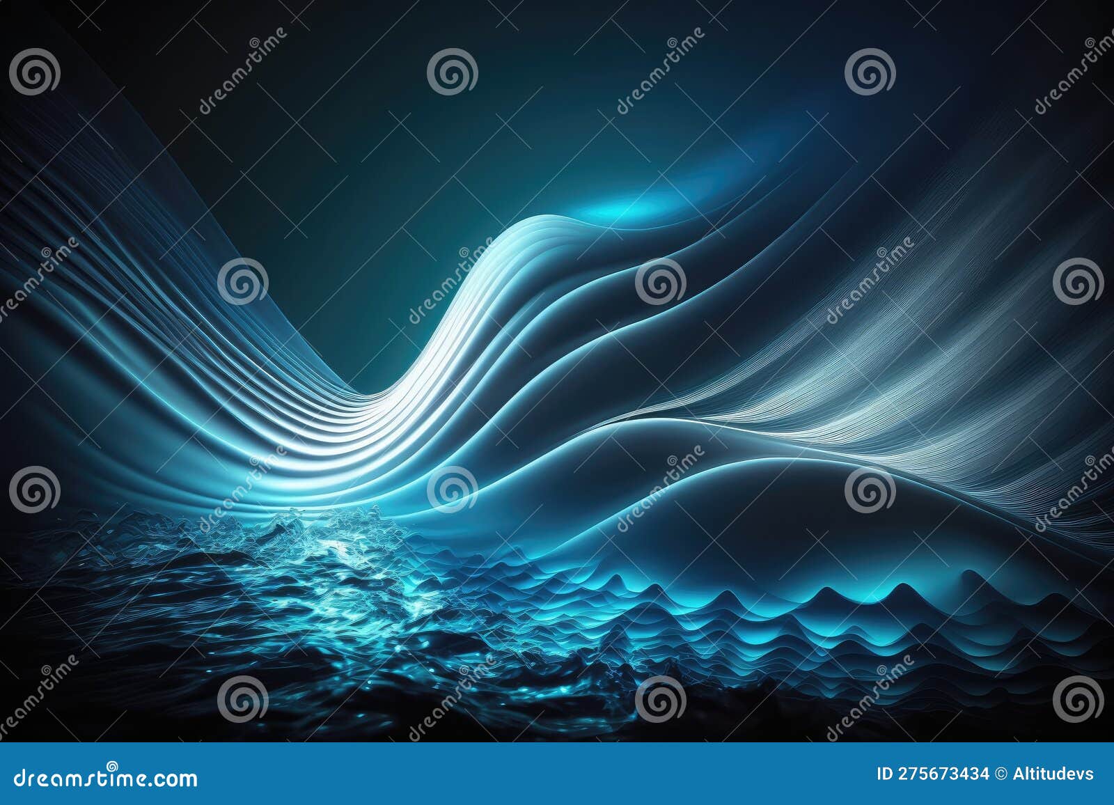 Blue Abstract Liquid Wave Background with White Light Shining from ...