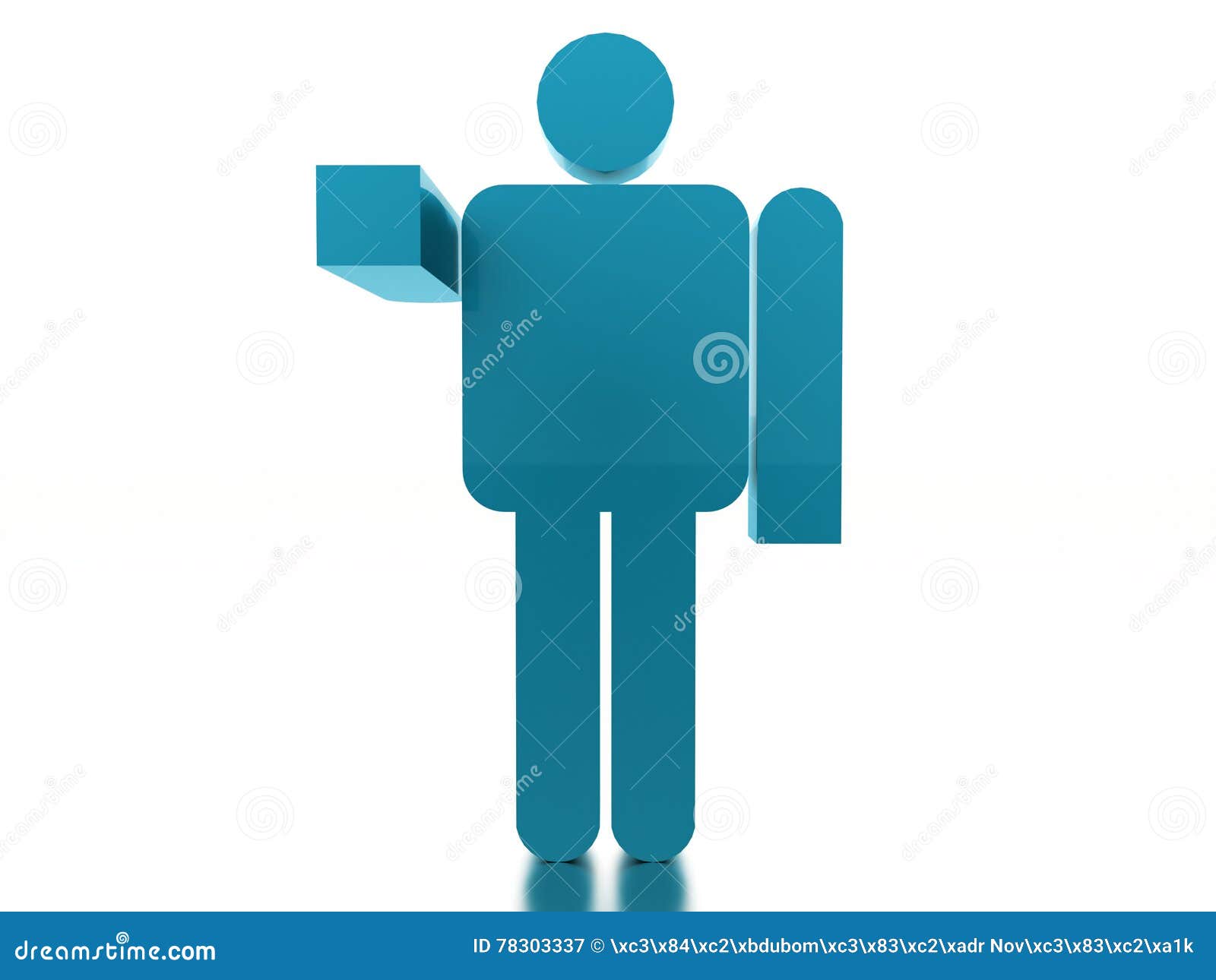 Blue Abstract Man Figure Rendered on White Background Stock ...