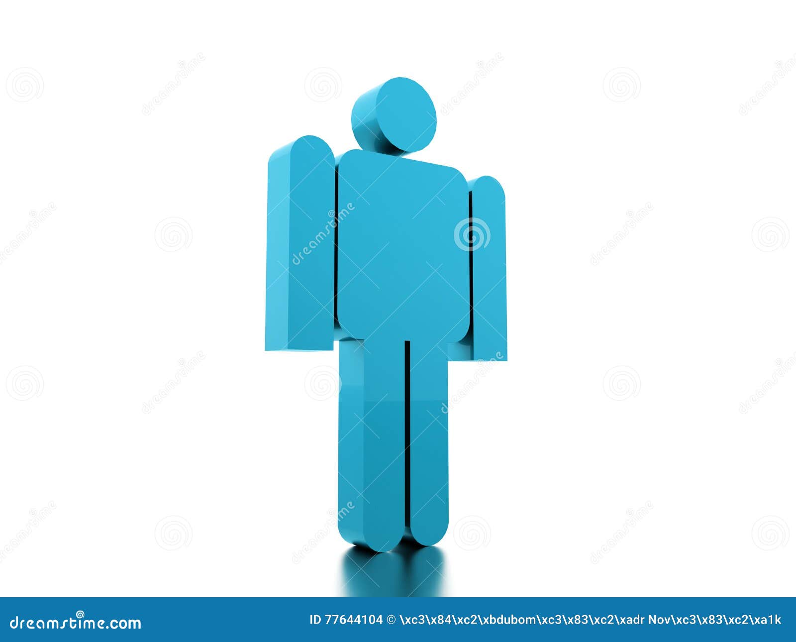 Blue Abstract Man Figure Rendered on White Background Stock ...