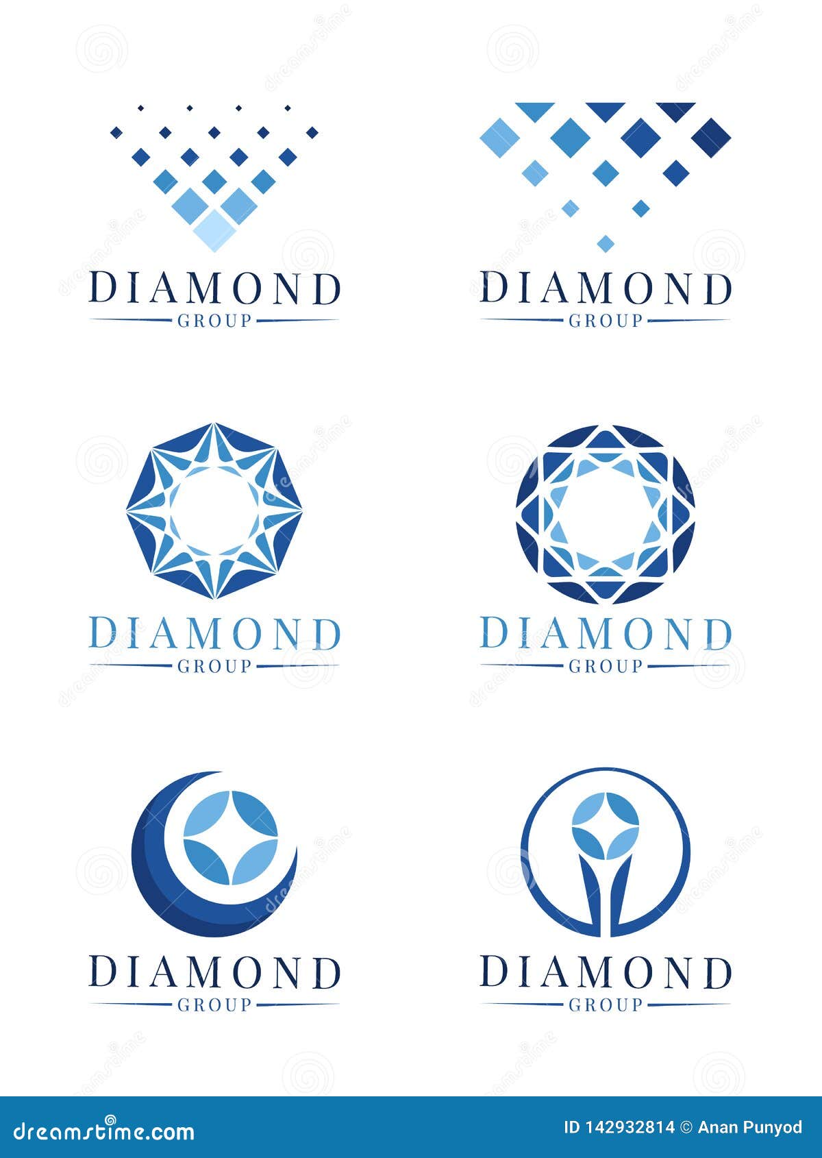 Blue Abstract Modern Diamond Logo Sign Vector Set Design Stock Vector ...
