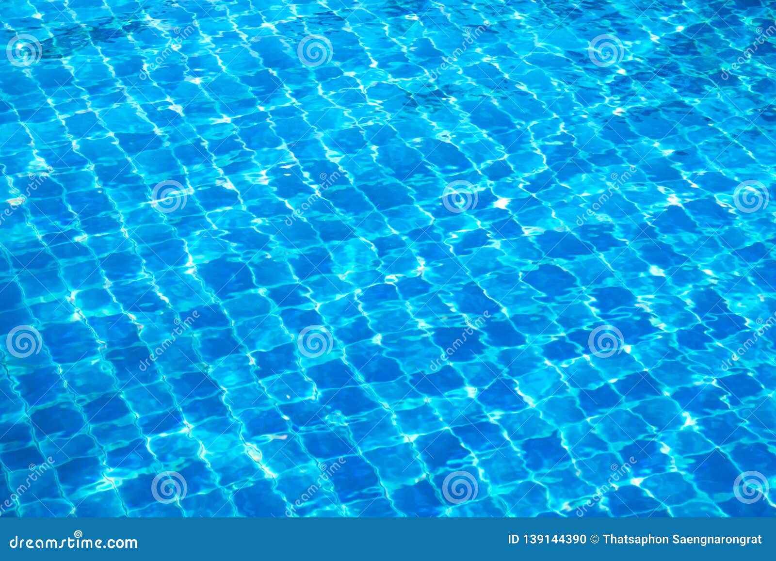 Blue Abstract Mosaic Tiles at the Bottom of the Swimming Pool ...