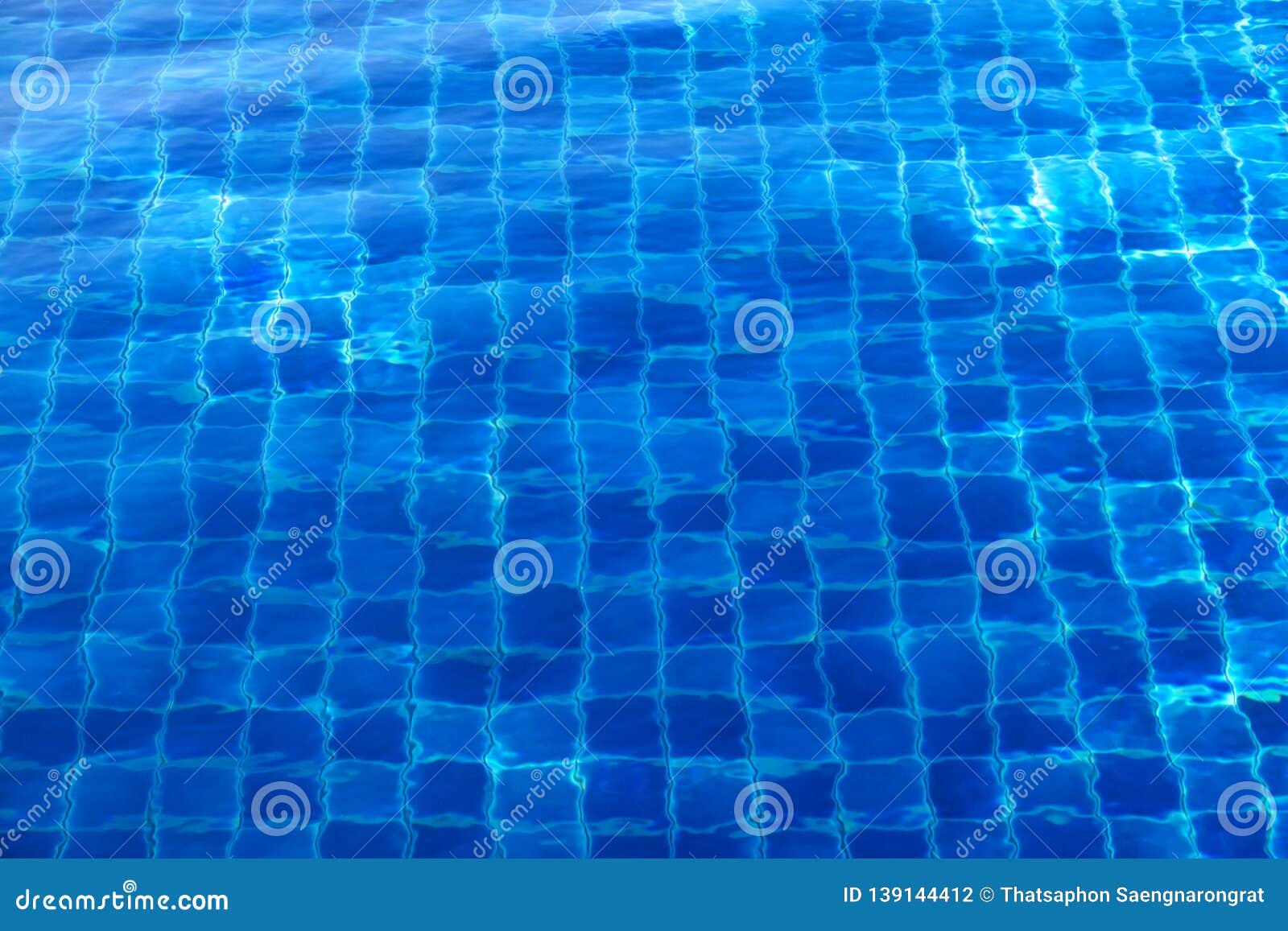 Blue Abstract Mosaic Tiles at the Bottom of the Swimming Pool ...