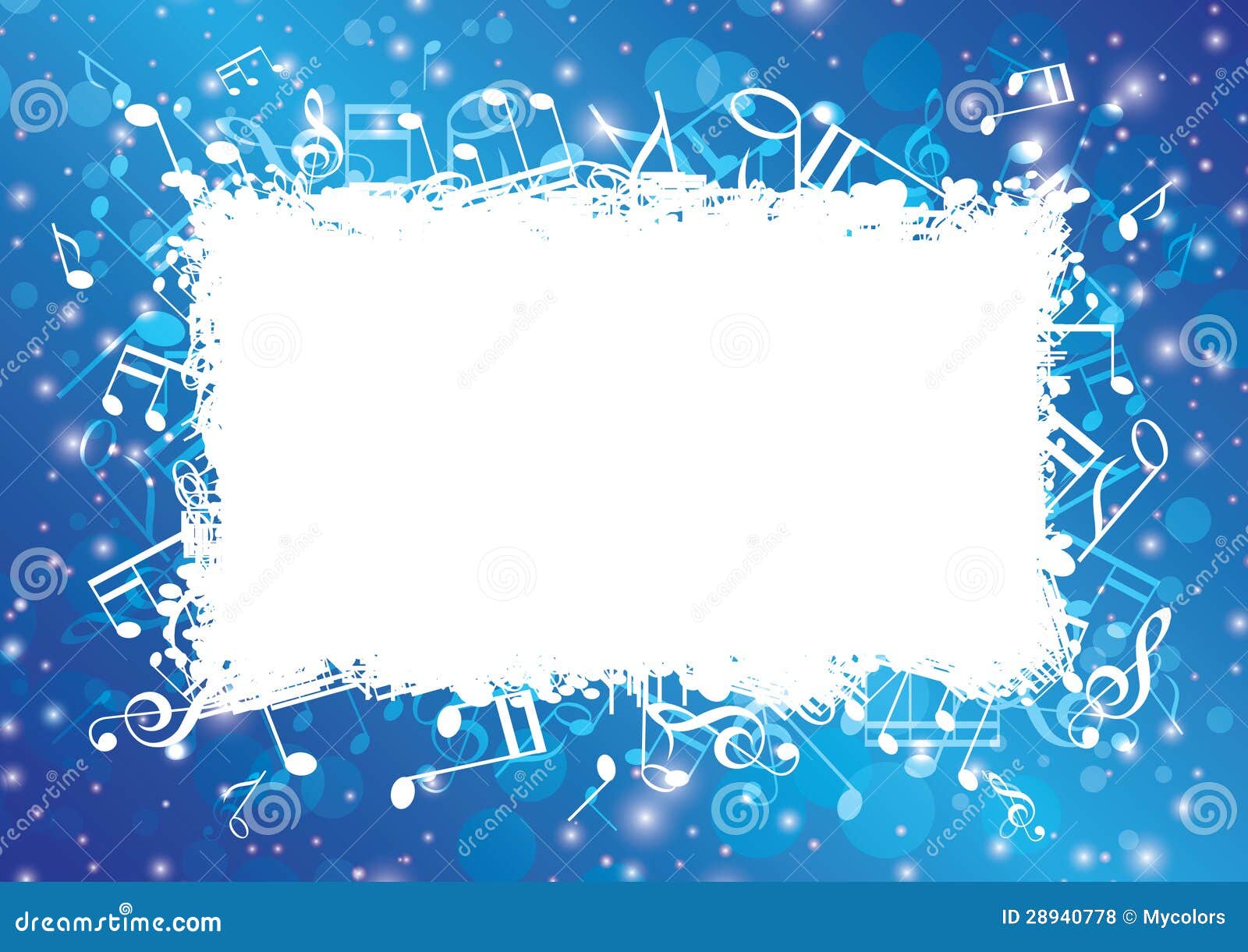 Blue Abstract Musical Background With Notes Stock Vector - Illustration ...