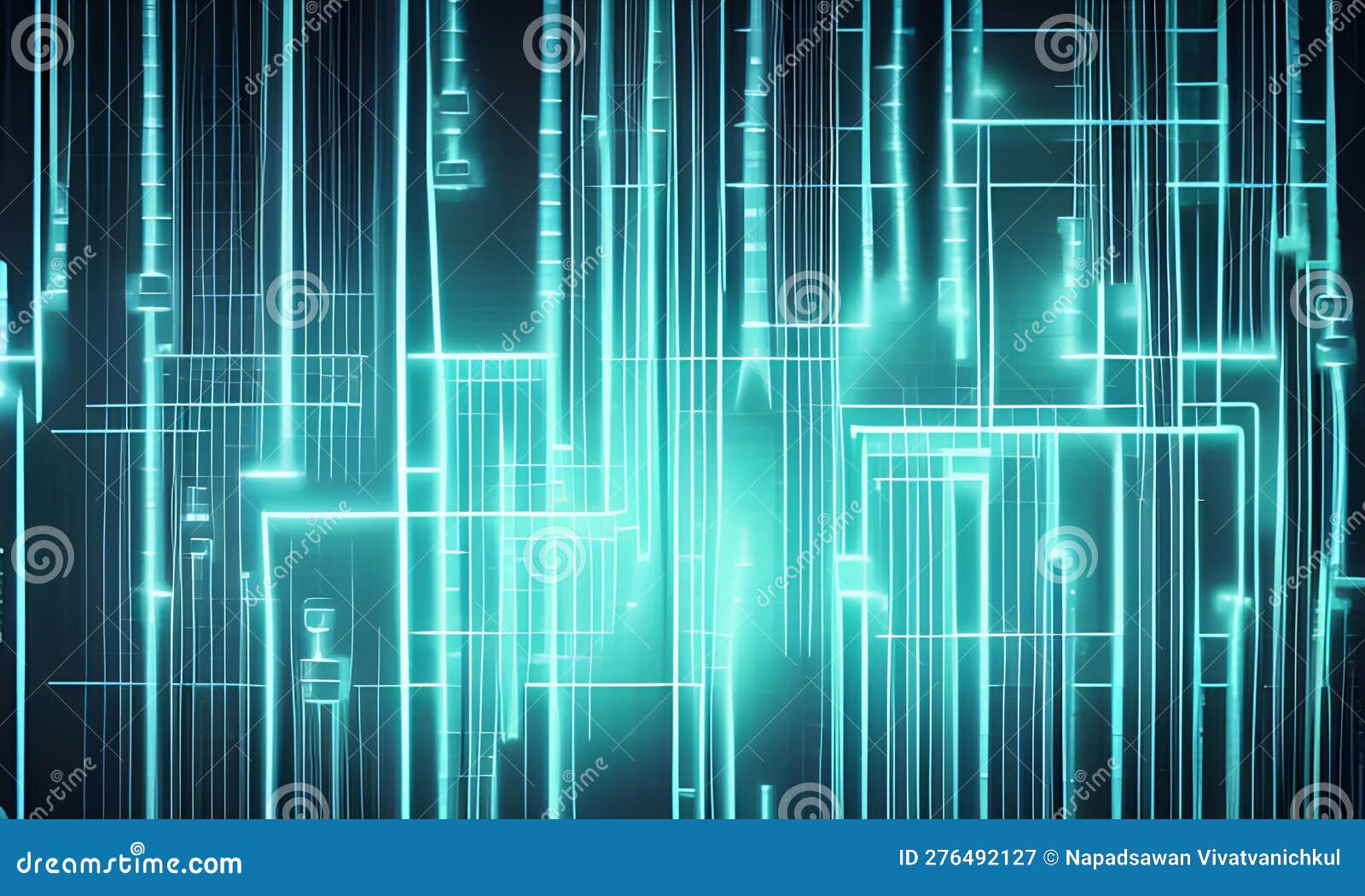 Blue Abstract Neon Technology Background. Generative AI. Stock ...