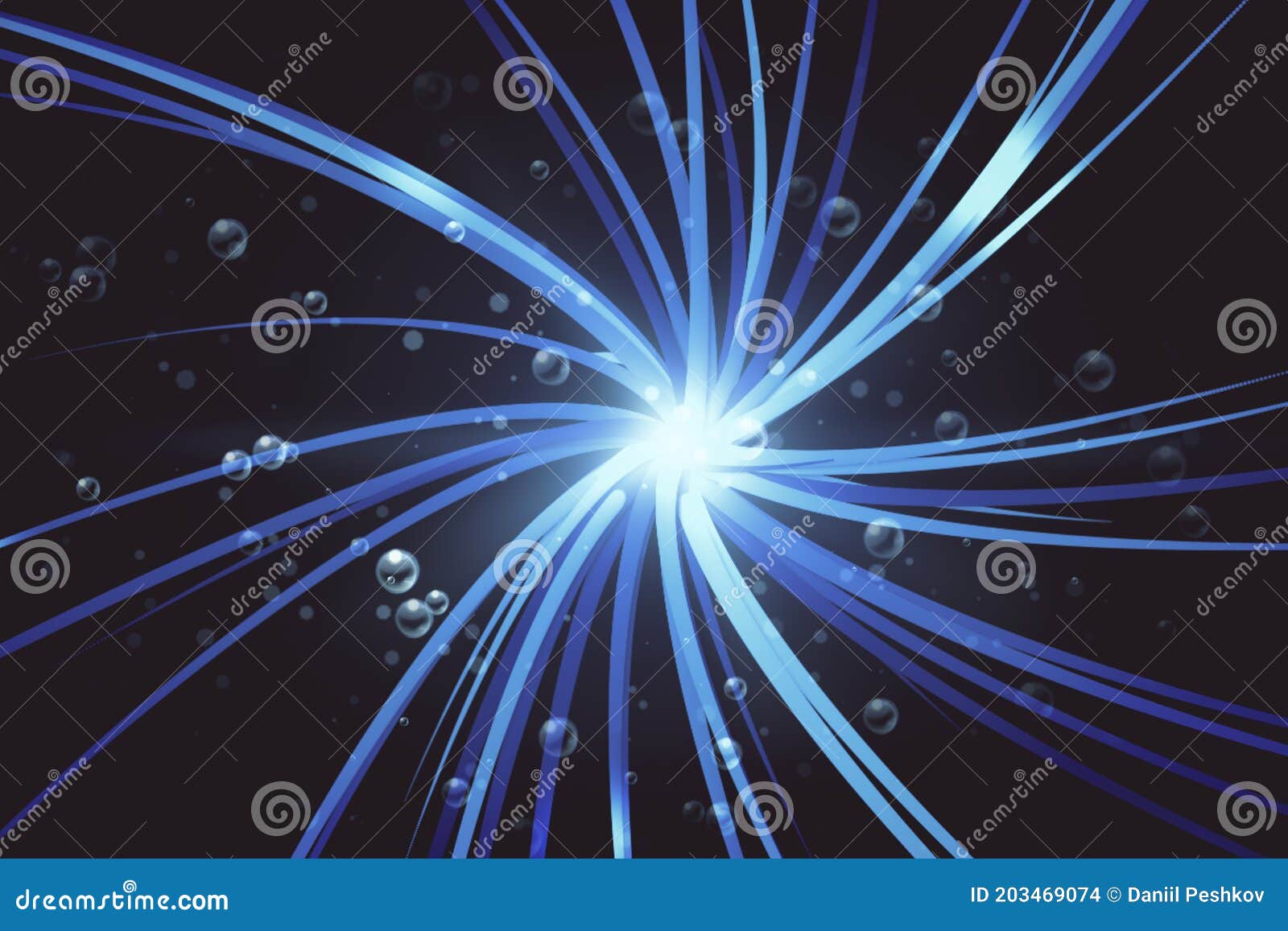 Blue Abstract Neurons with Digital Bubbles Stock Illustration ...