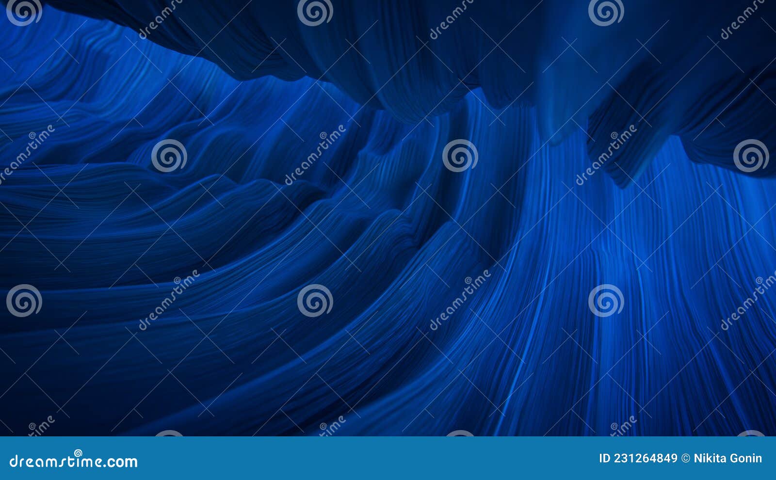Blue Abstract Organic Fluid Form 3D Render Stock Illustration ...