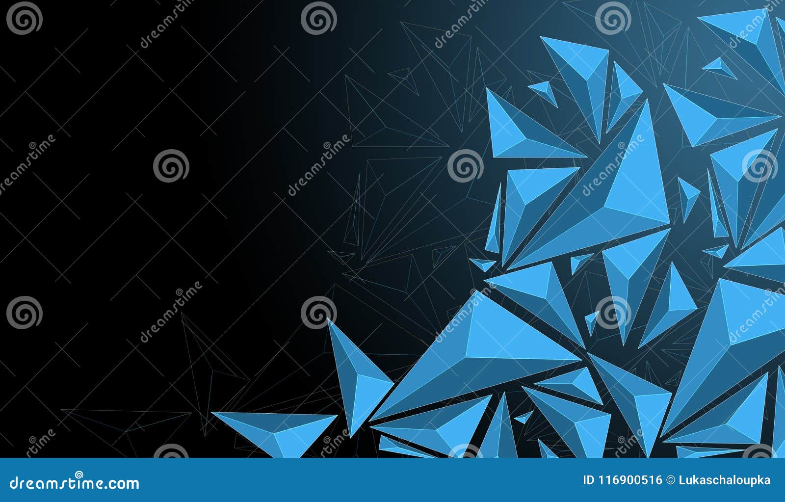 Blue Abstract Polygonal Bitmap Illustration on Dark Gradient Stock ...