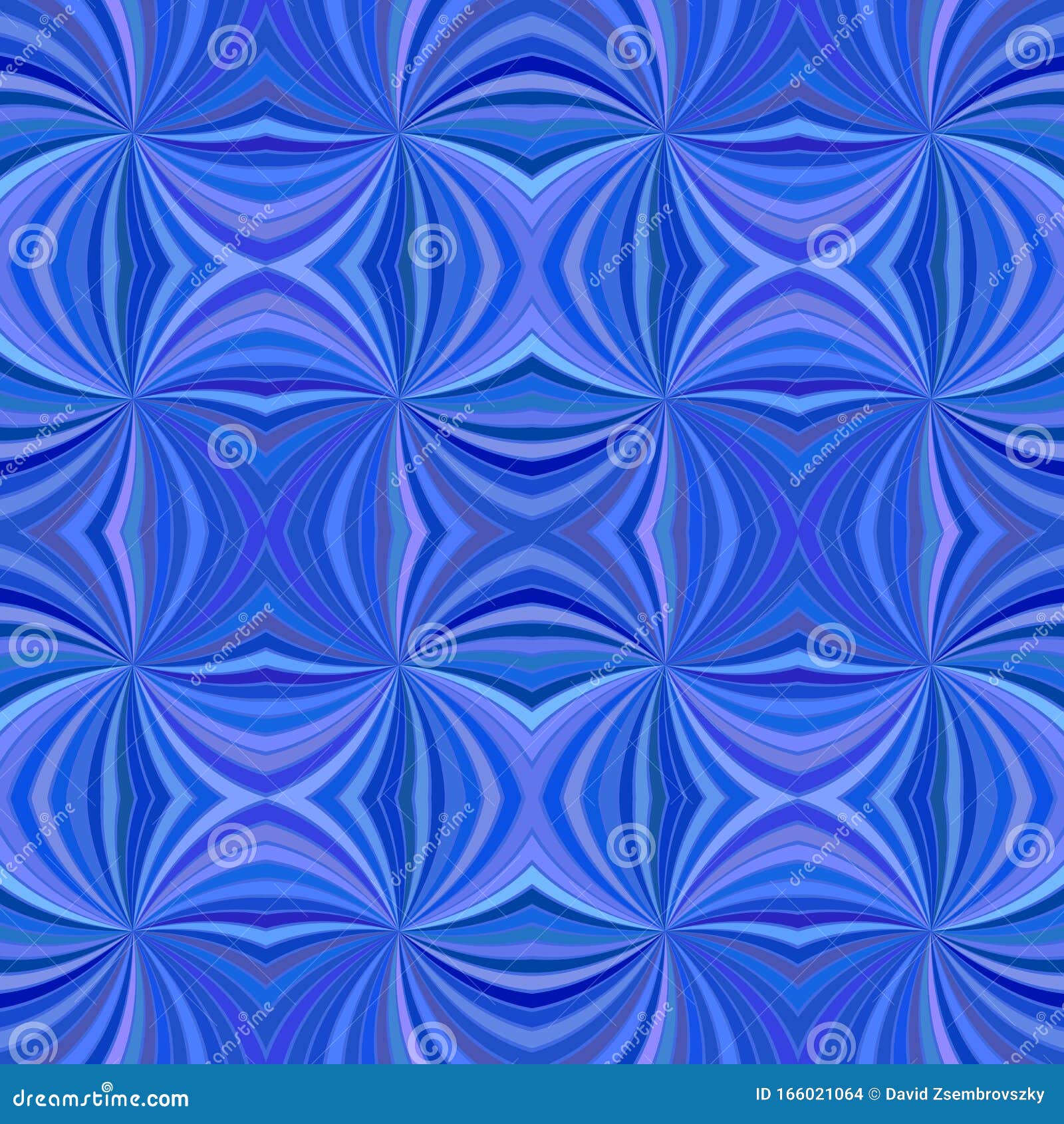 Blue Abstract Psychedelic Seamless Striped Spiral Pattern Background ...