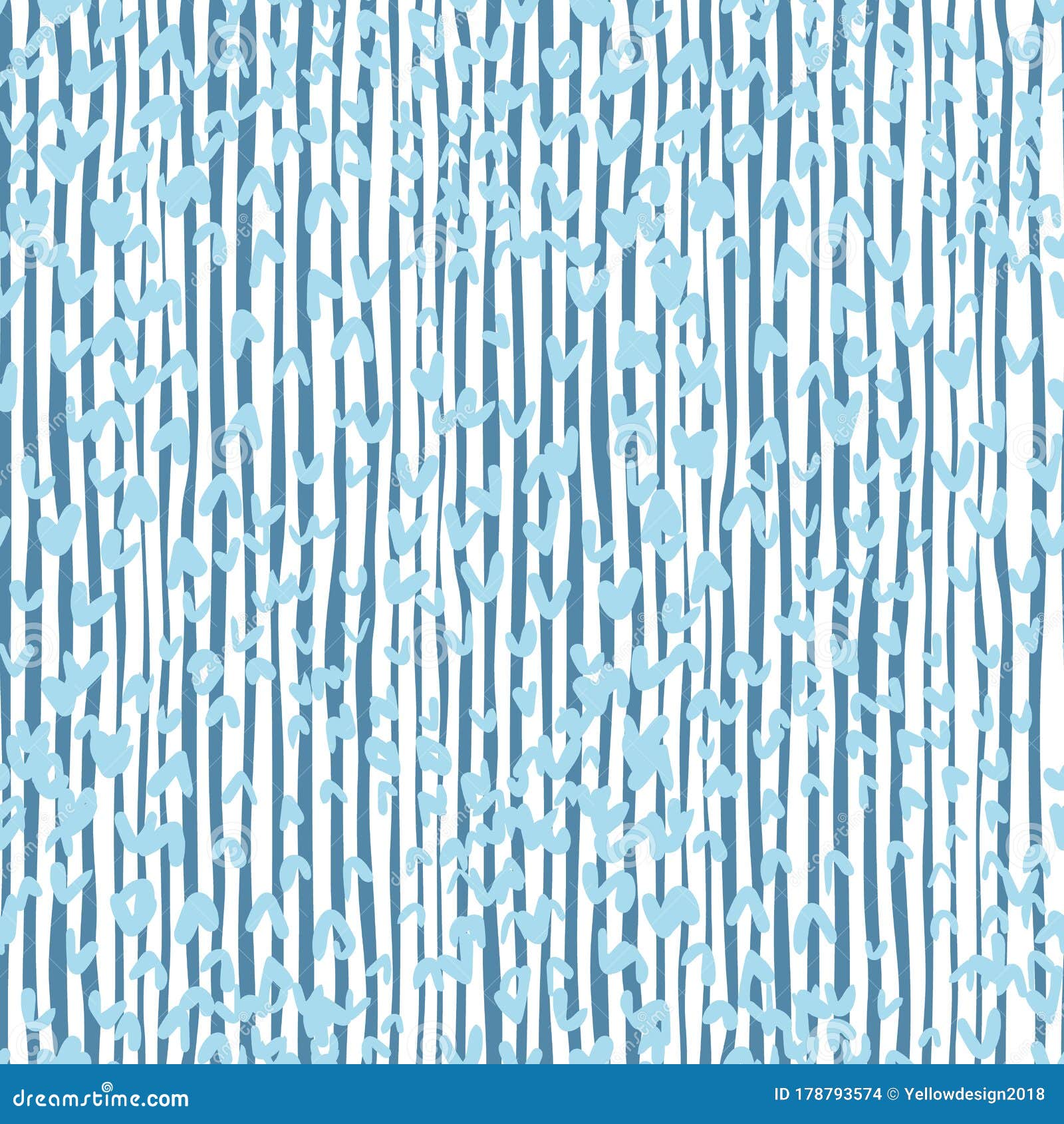 Blue Abstract Random Shapes Seamless Pattern on Stripes Background ...
