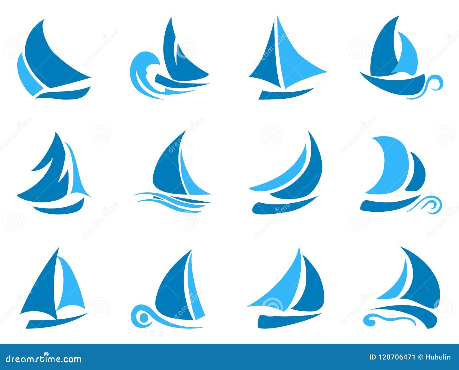 Blue Abstract Sailboat Icon Stock Vector - Illustration of isolated ...