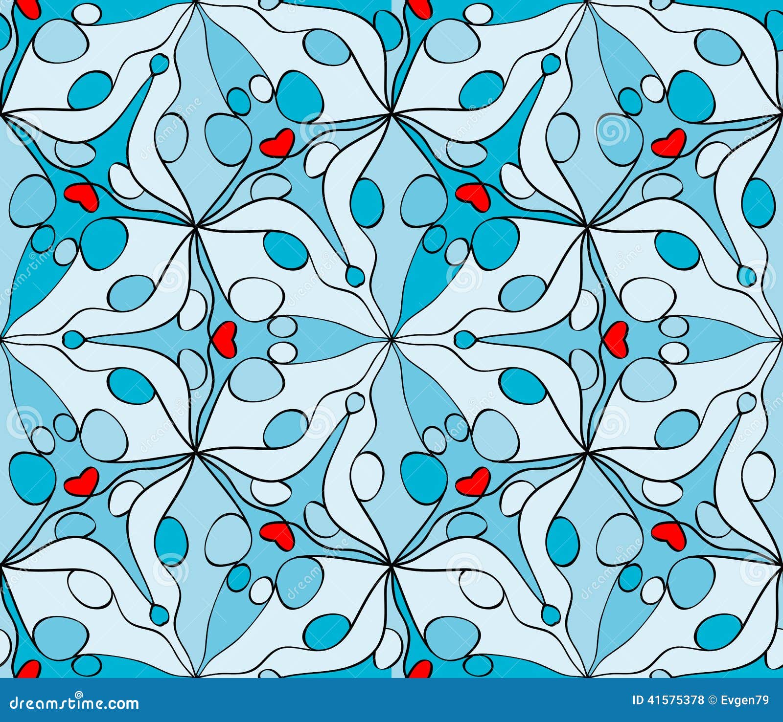 Blue Abstract Seamless Pattern Stock Vector - Illustration of heart ...