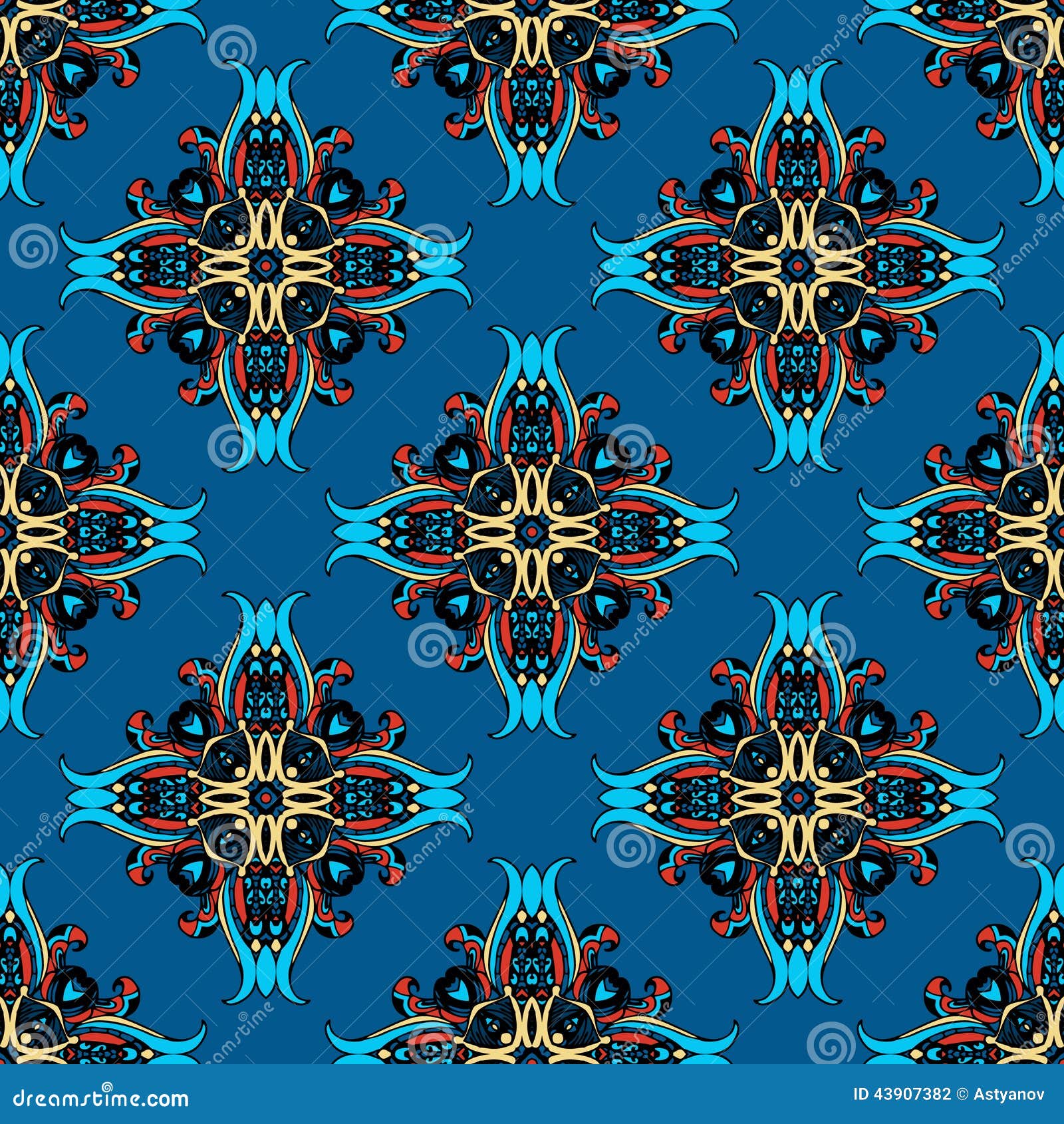 Blue Abstract Seamless Tiled Vector Design Stock Vector - Illustration ...