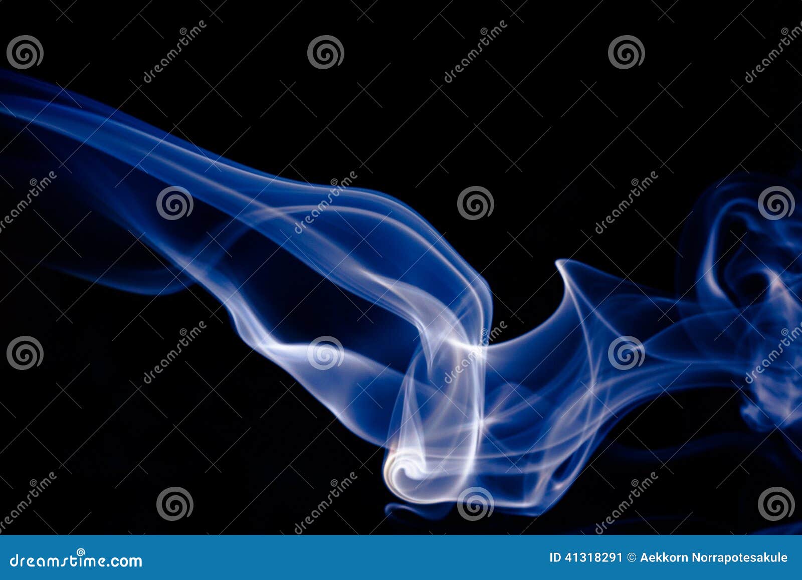 Blue Abstract Smoke Design on Black Background Stock Image - Image of ...