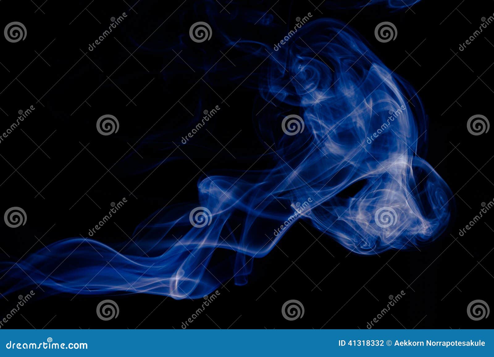 Blue Abstract Smoke Design On Black Background Stock Photo - Image of ...