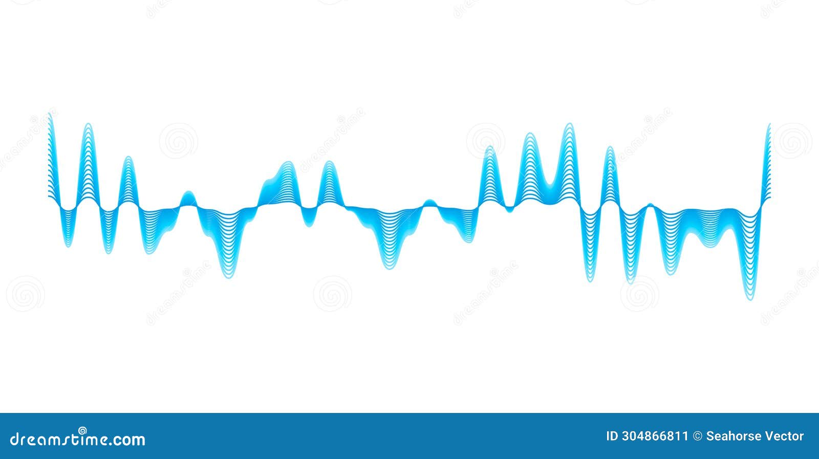 Blue Abstract Sound Wave Design on White Background. Digital Audio ...