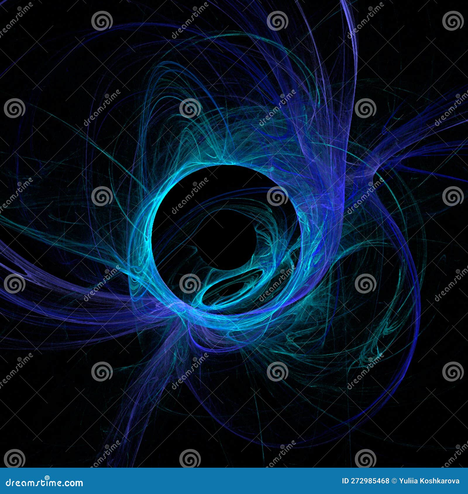 Blue Abstract Spherical Linear Pattern on Black Background, Wallpaper ...