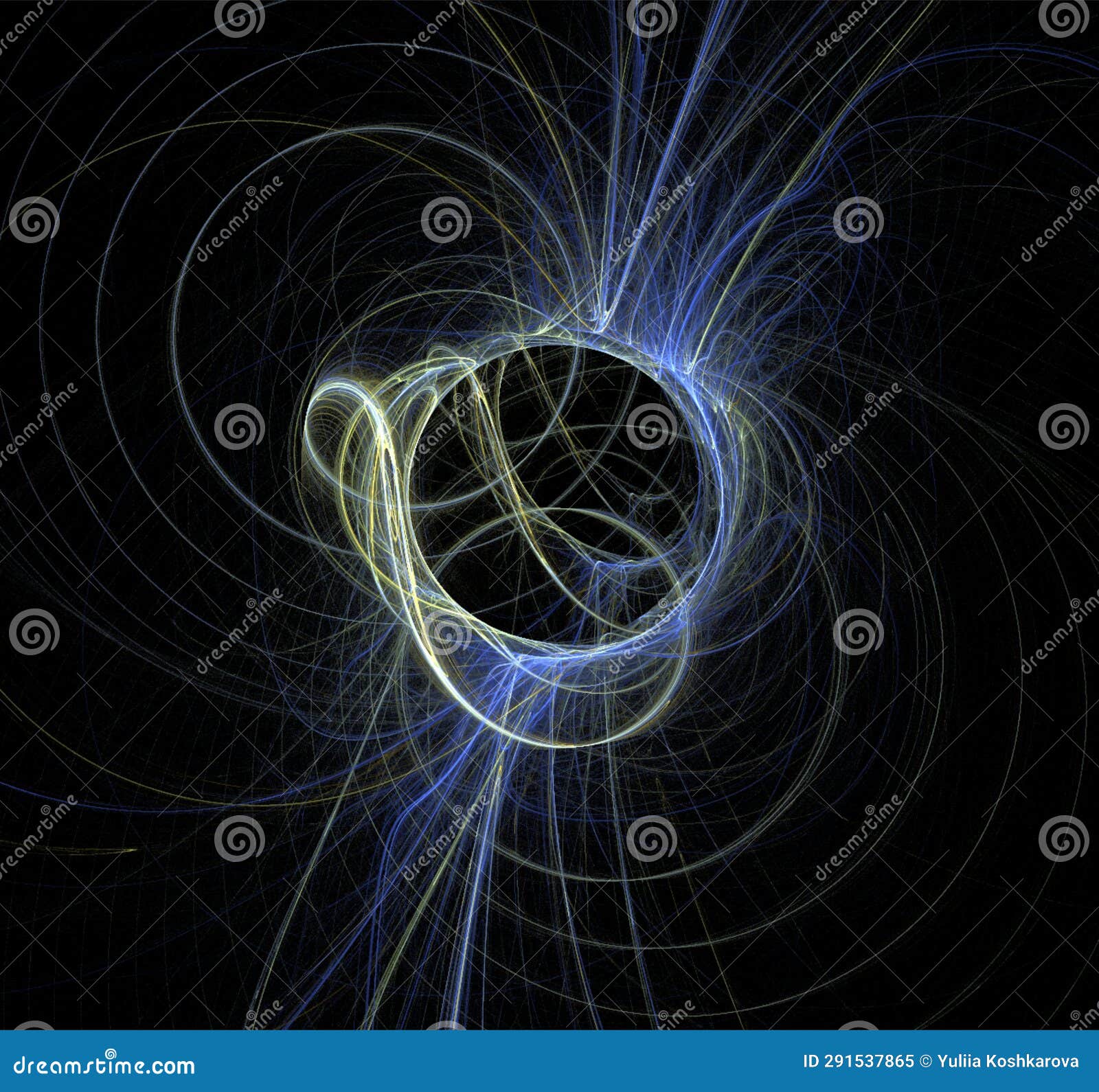 Blue Abstract Spherical Linear Pattern on Black Background, Wallpaper ...