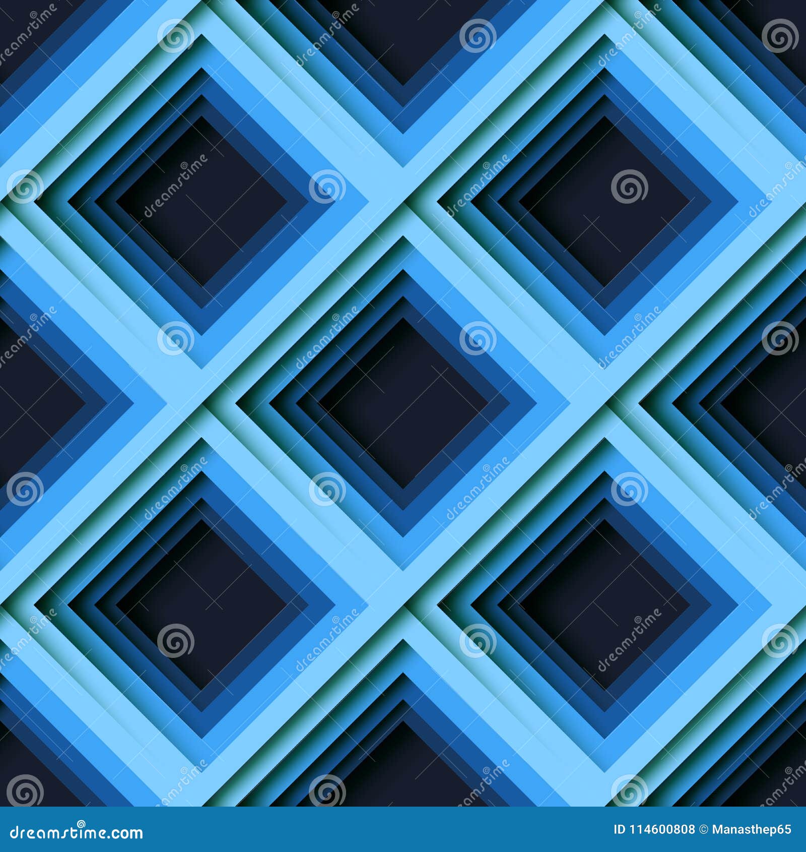 Blue Abstract Square Geometric Shape Seamless Pattern Background Stock ...