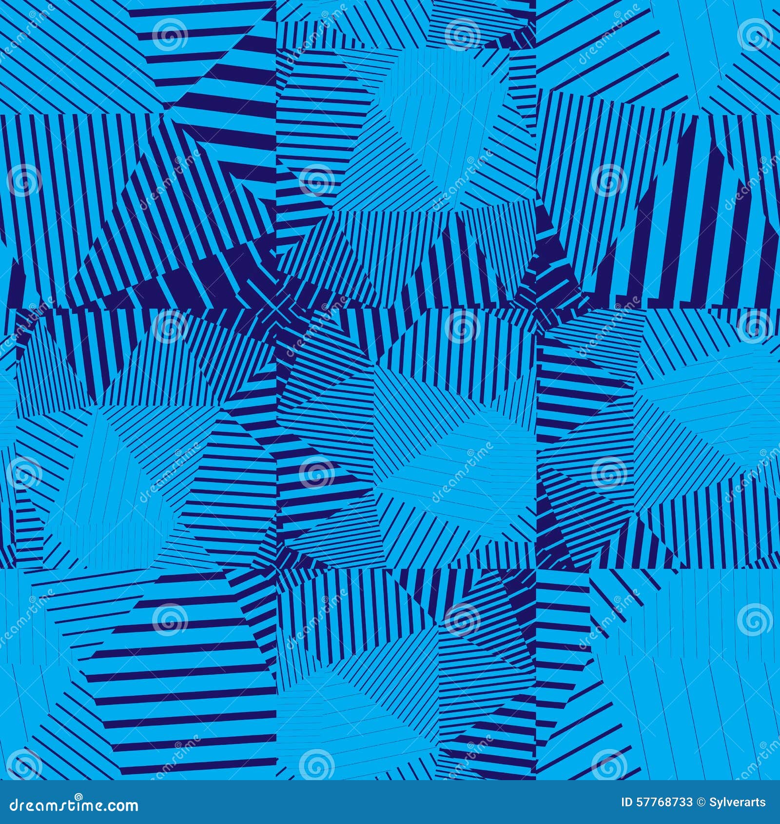 Blue Abstract Striped Textured Geometric Seamless Pattern. Vecto Stock ...