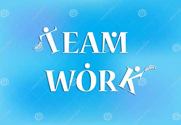 Teamwork Word Lettering Blue Background Stock Vector - Illustration of ...
