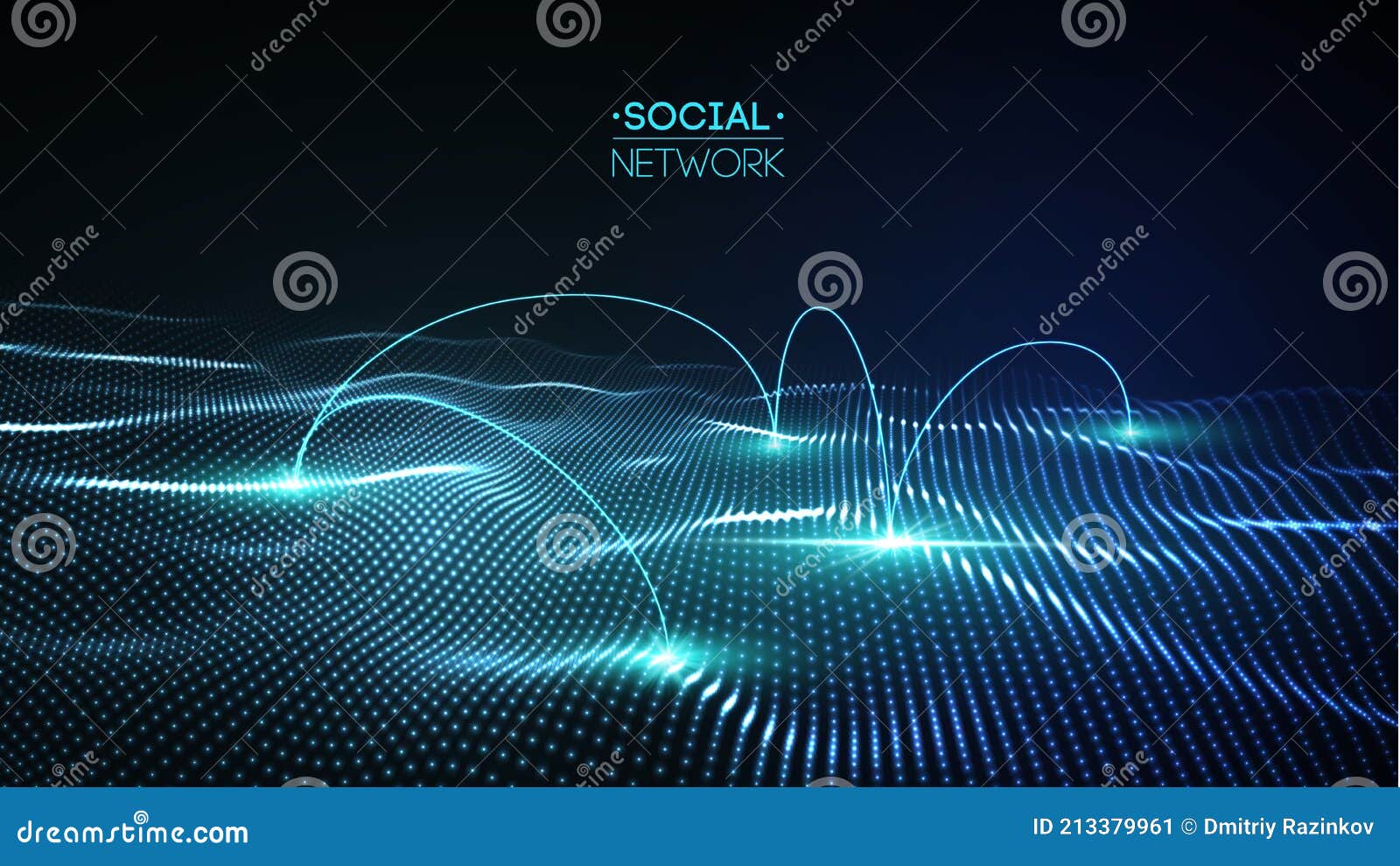 Social Media Blue Abstract Technology Background. Global Social Network ...