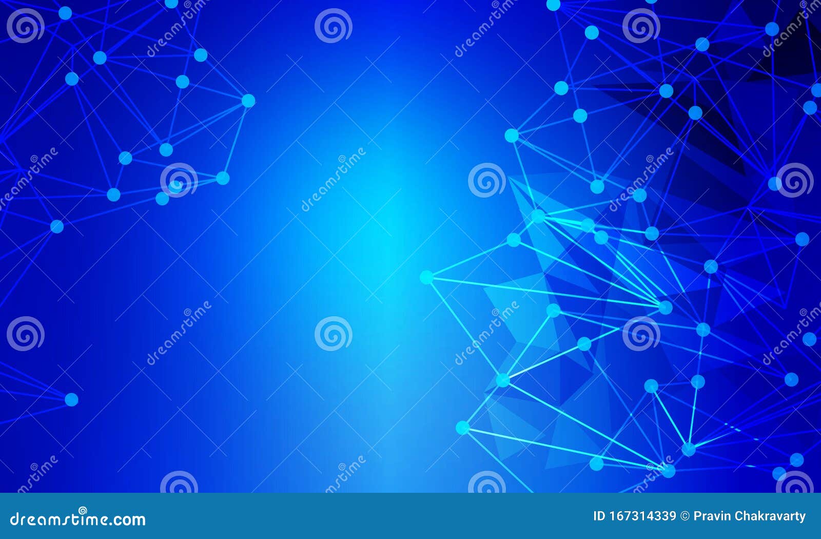 Blue Abstract Technology Mesh Background with Circles, Vector ...
