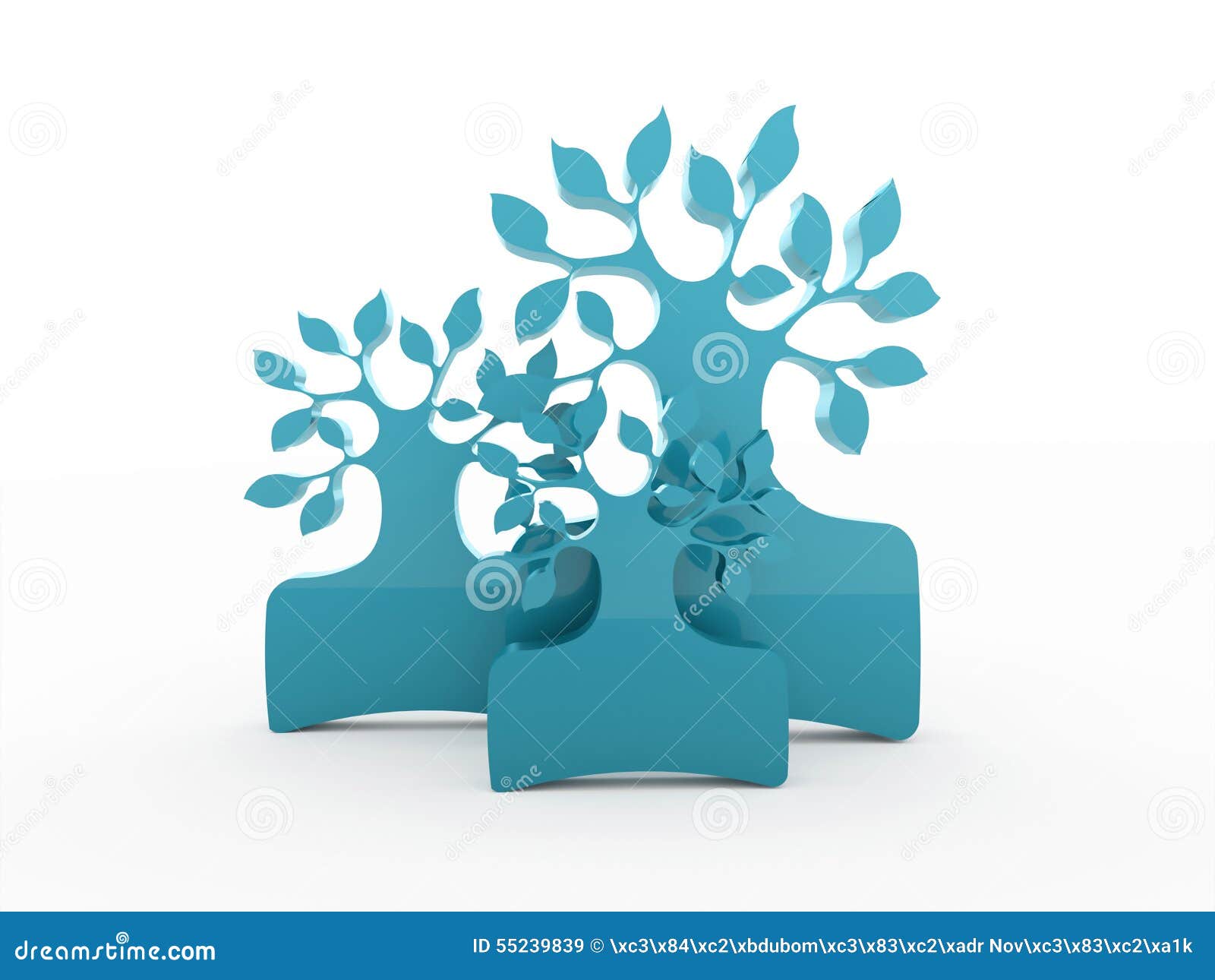 Blue Abstract Trees Group on White Stock Illustration - Illustration of ...