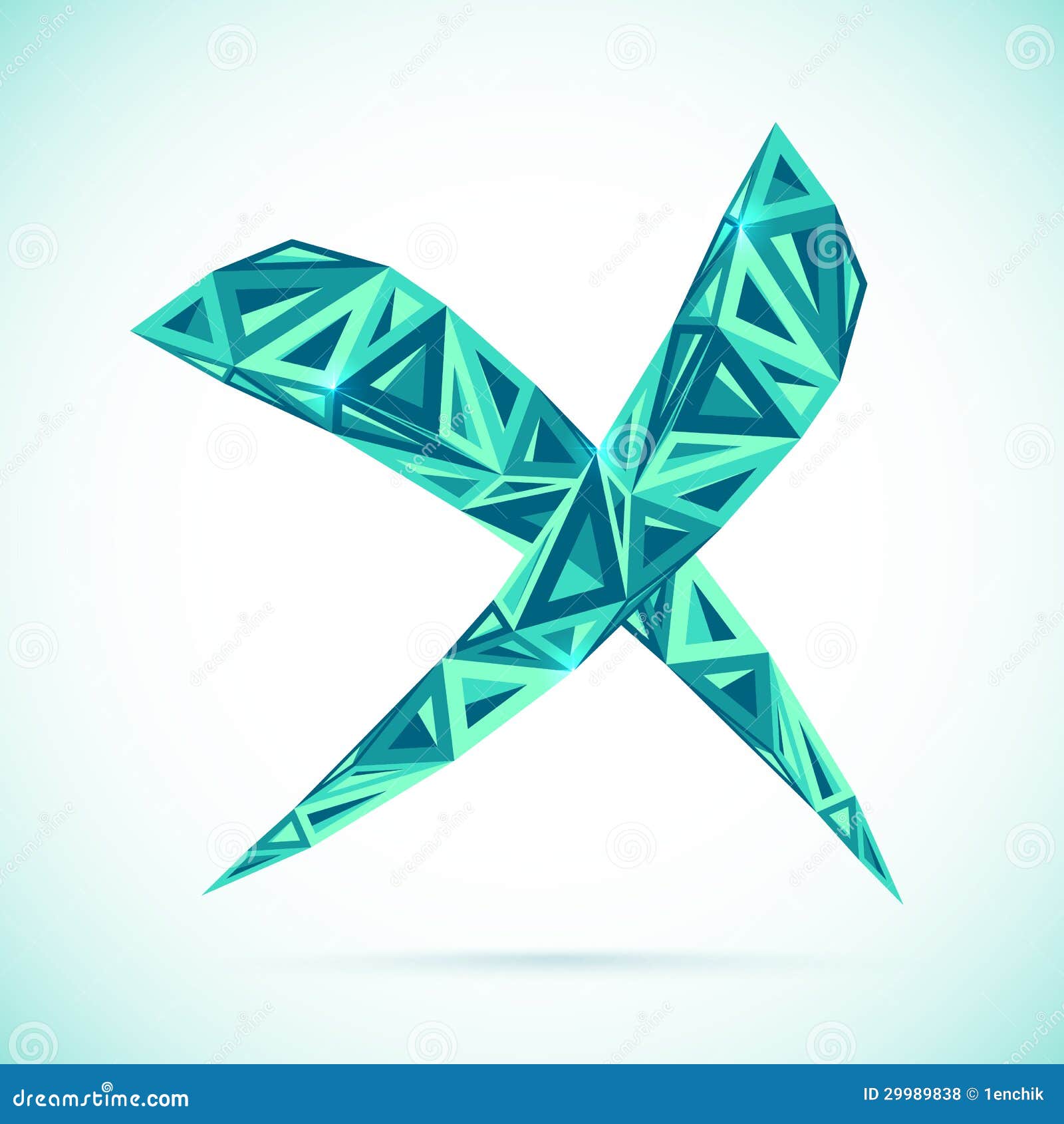Blue Abstract Triangles Isolated Vector Cross Mark Stock Vector ...