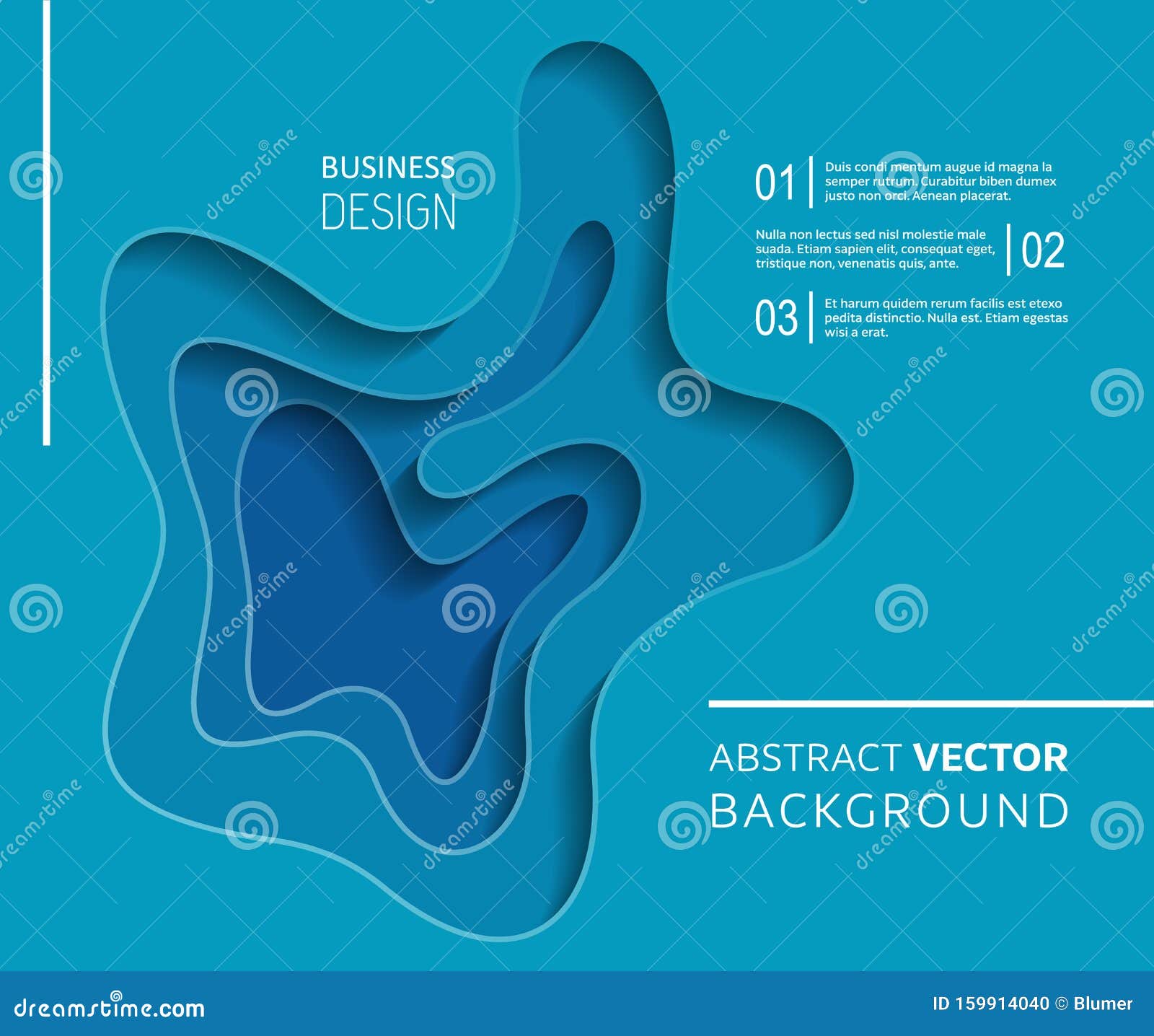Blue Abstract Vector Design with Paper Cut Stock Vector - Illustration ...