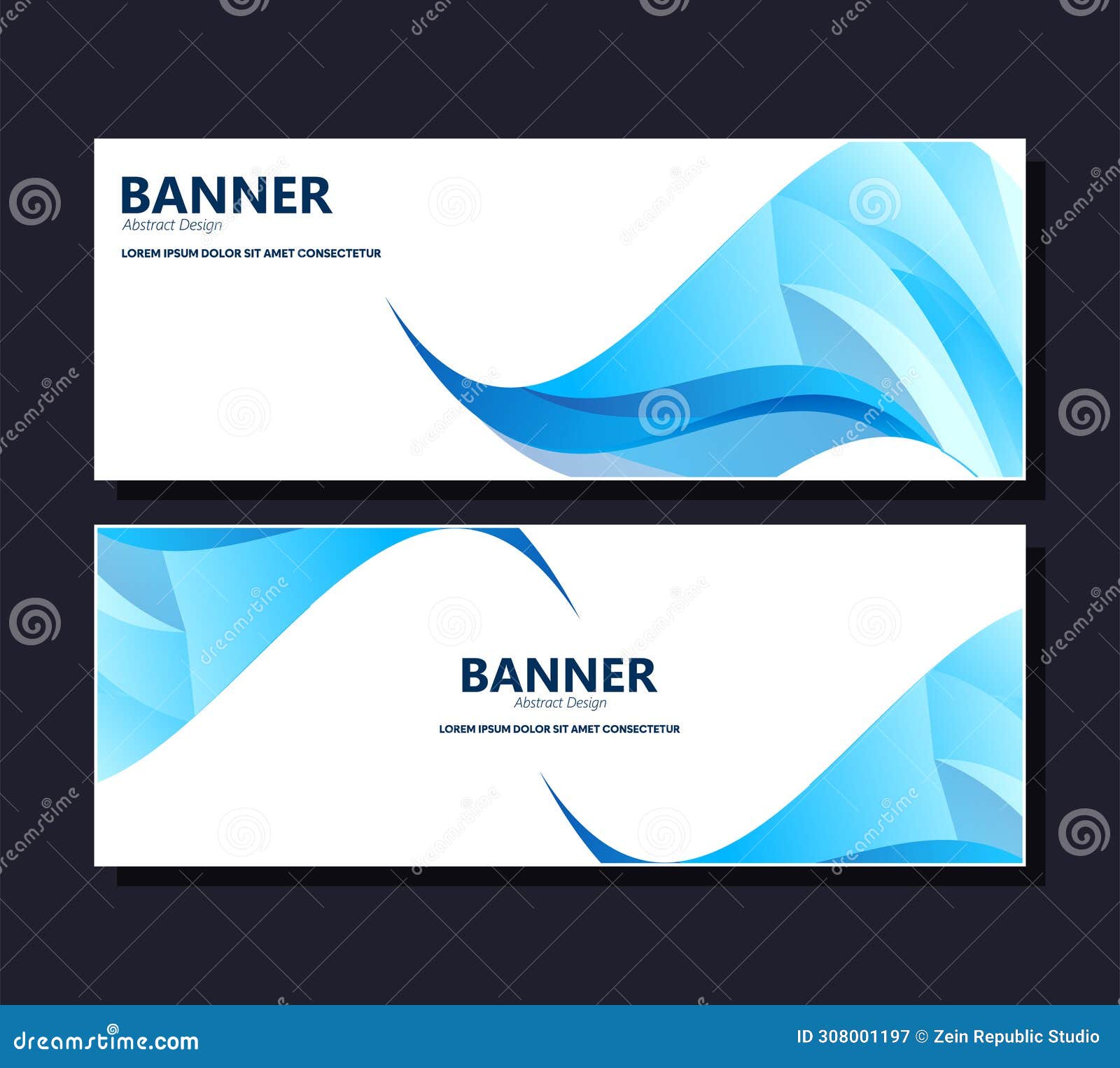 Blue Abstract Wave Banner Design Stock Vector - Illustration of ...