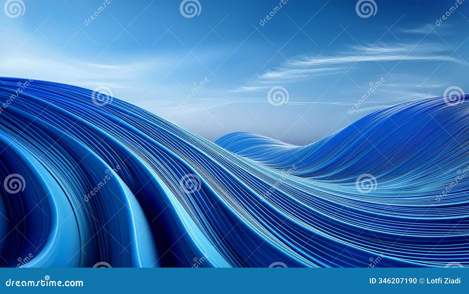 Blue Abstract Wave Pattern on a Clean Background. 3D Rendering Stock ...