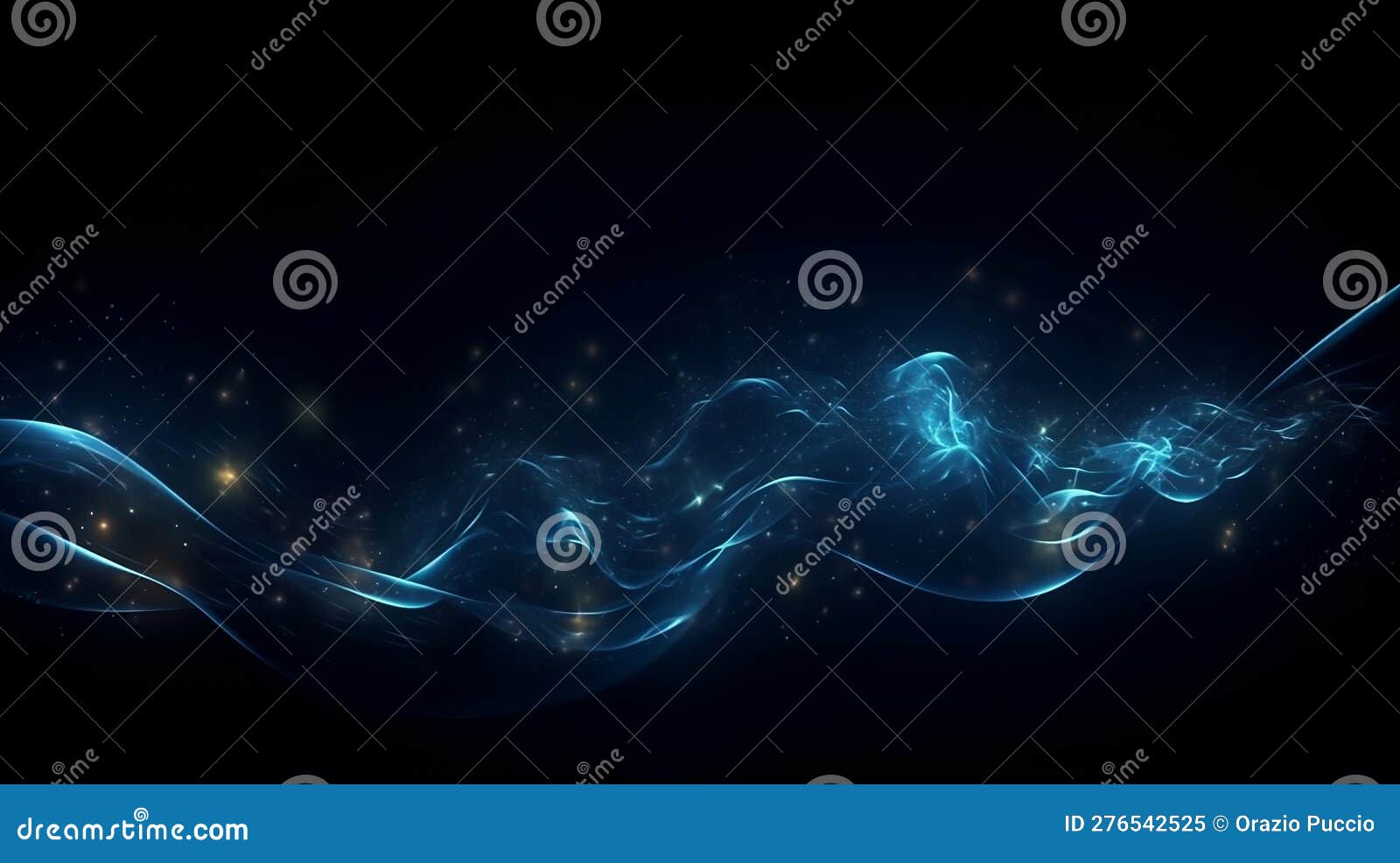 Blue Abstract Waves on a Black Background. Electric Blue Wave ...