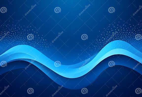 Blue Abstract Waves with Light Dots Background Stock Illustration ...
