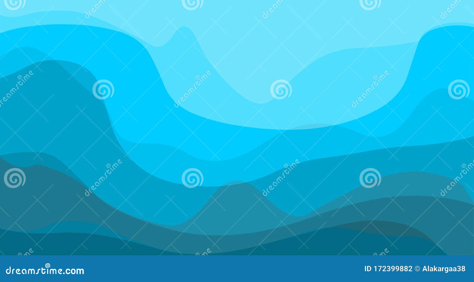 Blue Abstract Wavy Transition. Light Dark Gradient Blue Wave Cloud, Sea ...