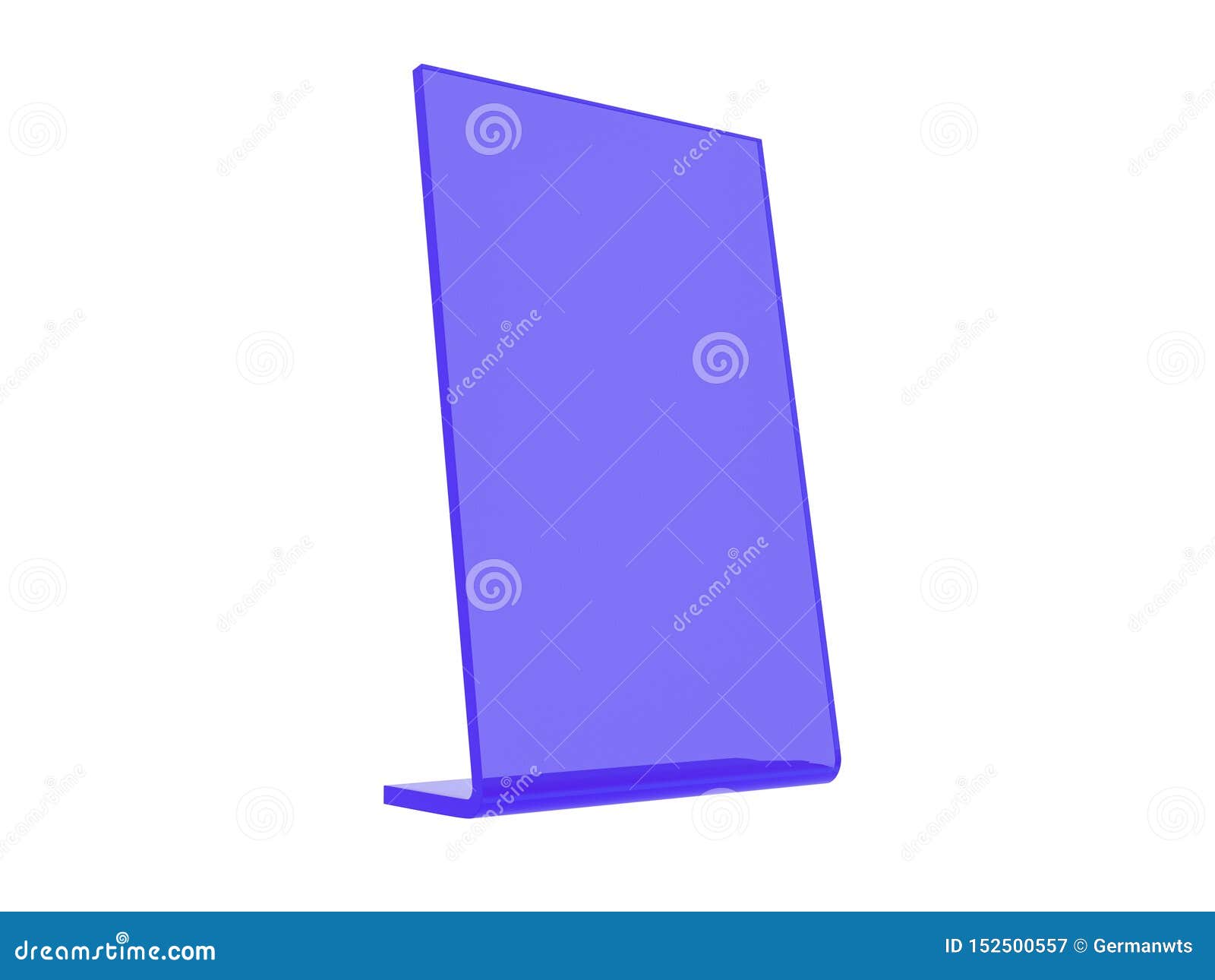 Blue Acrylic or Plastic Table Stand Display on White Background. 3d ...